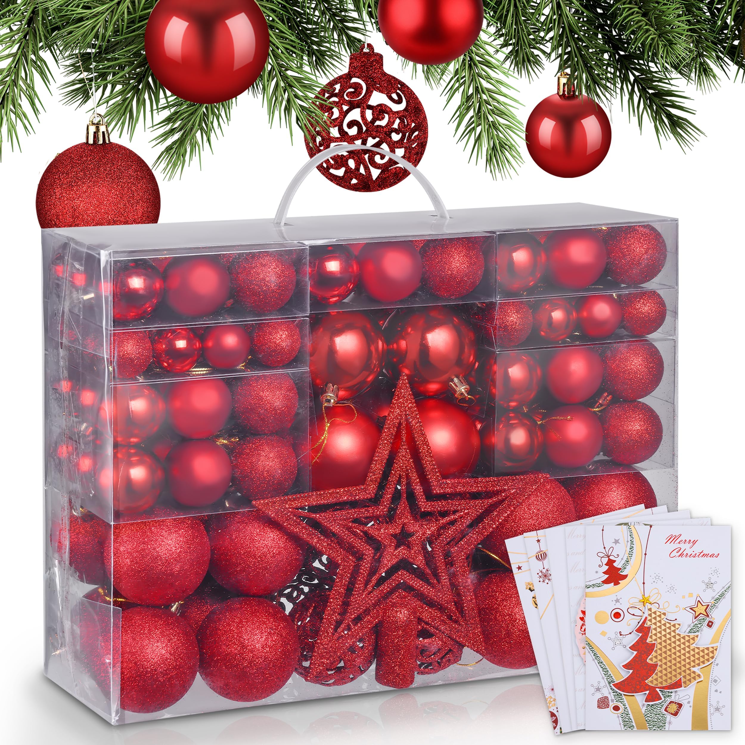 Relaxdays, rot Weihnachtskugeln, 100er Set, Weihnachtsdeko, matt ...