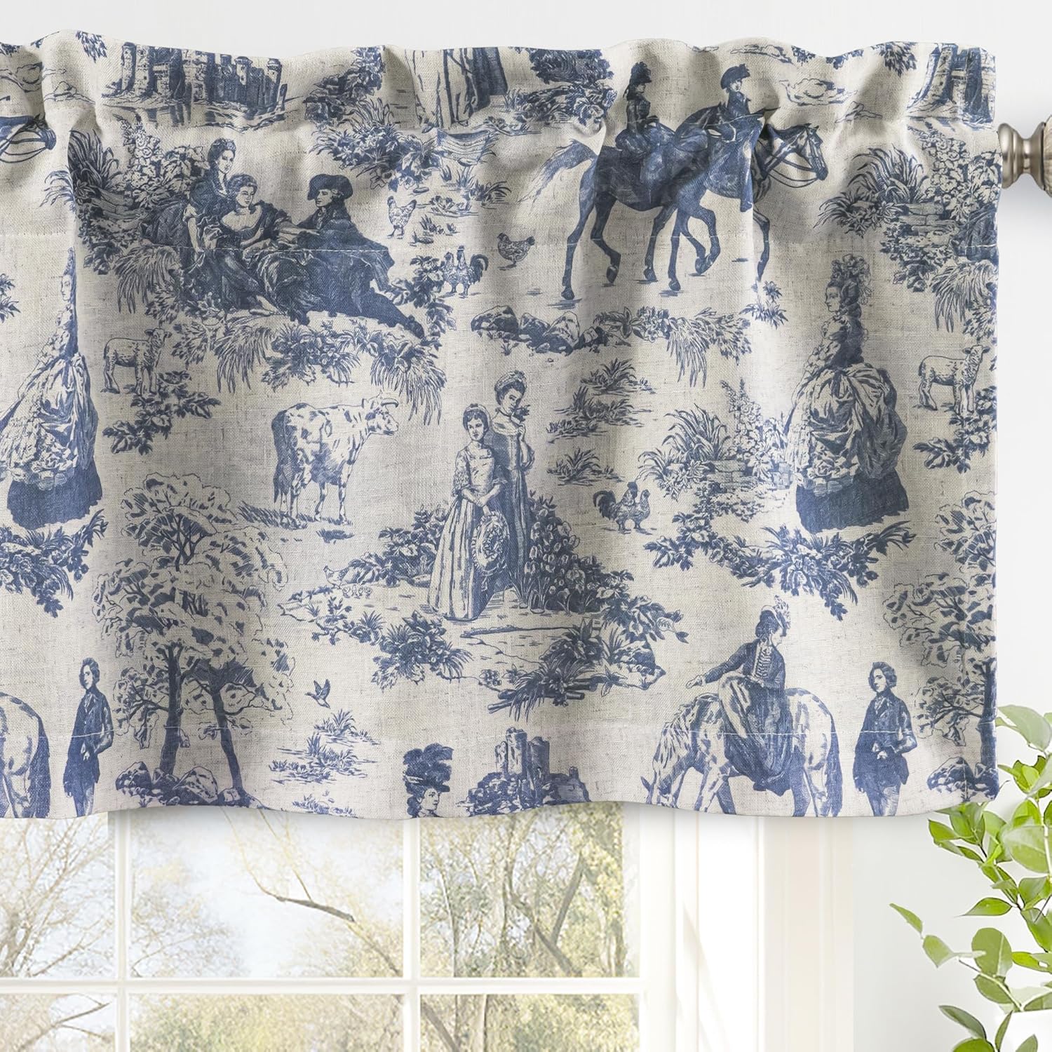 Amazon.com: DriftAway Toile Linen Lined Valance Double Layer Thermal ...