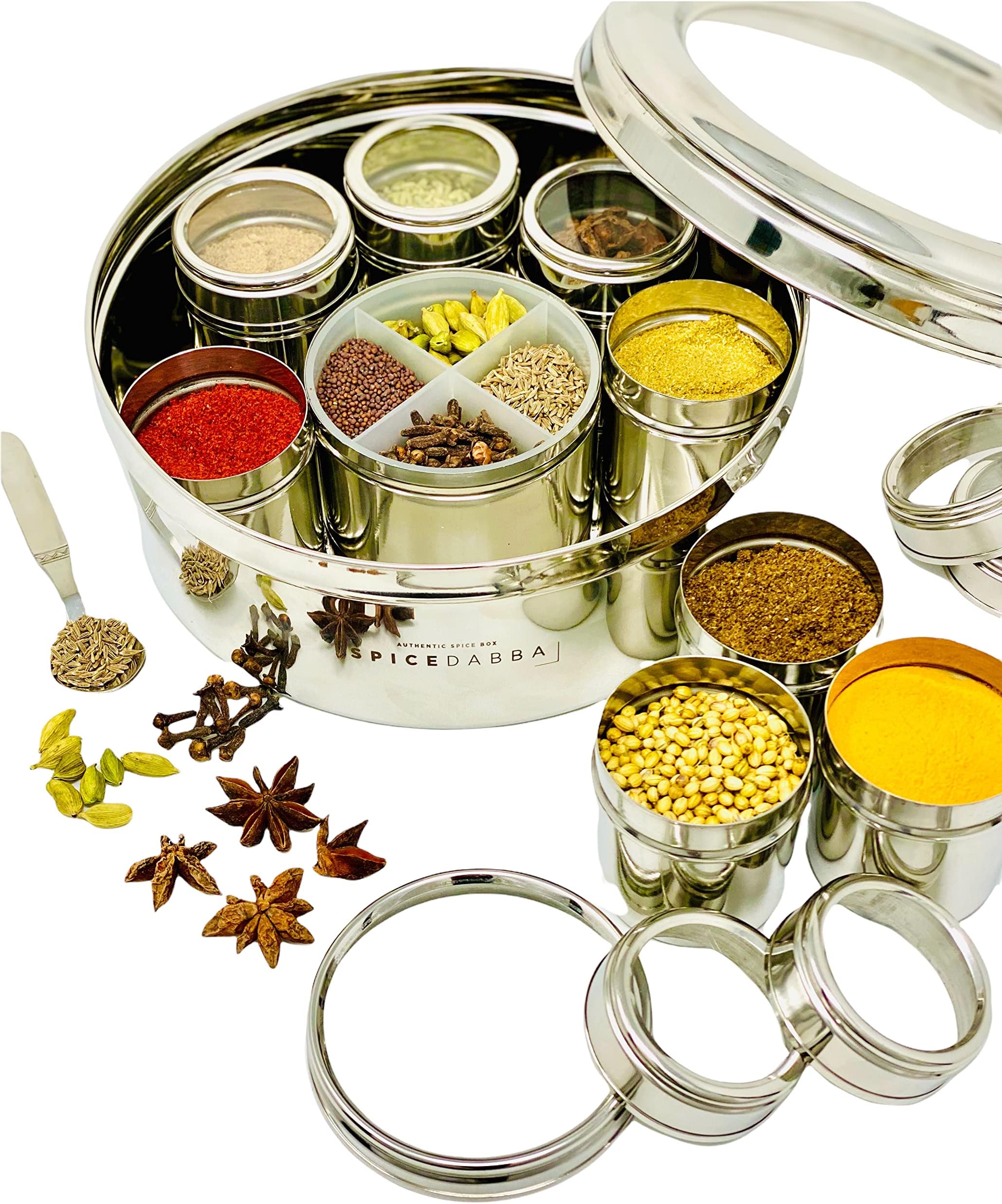 Amazon.com: WhopperIndia Stainless Steel Round Spices Box Kitchen ...