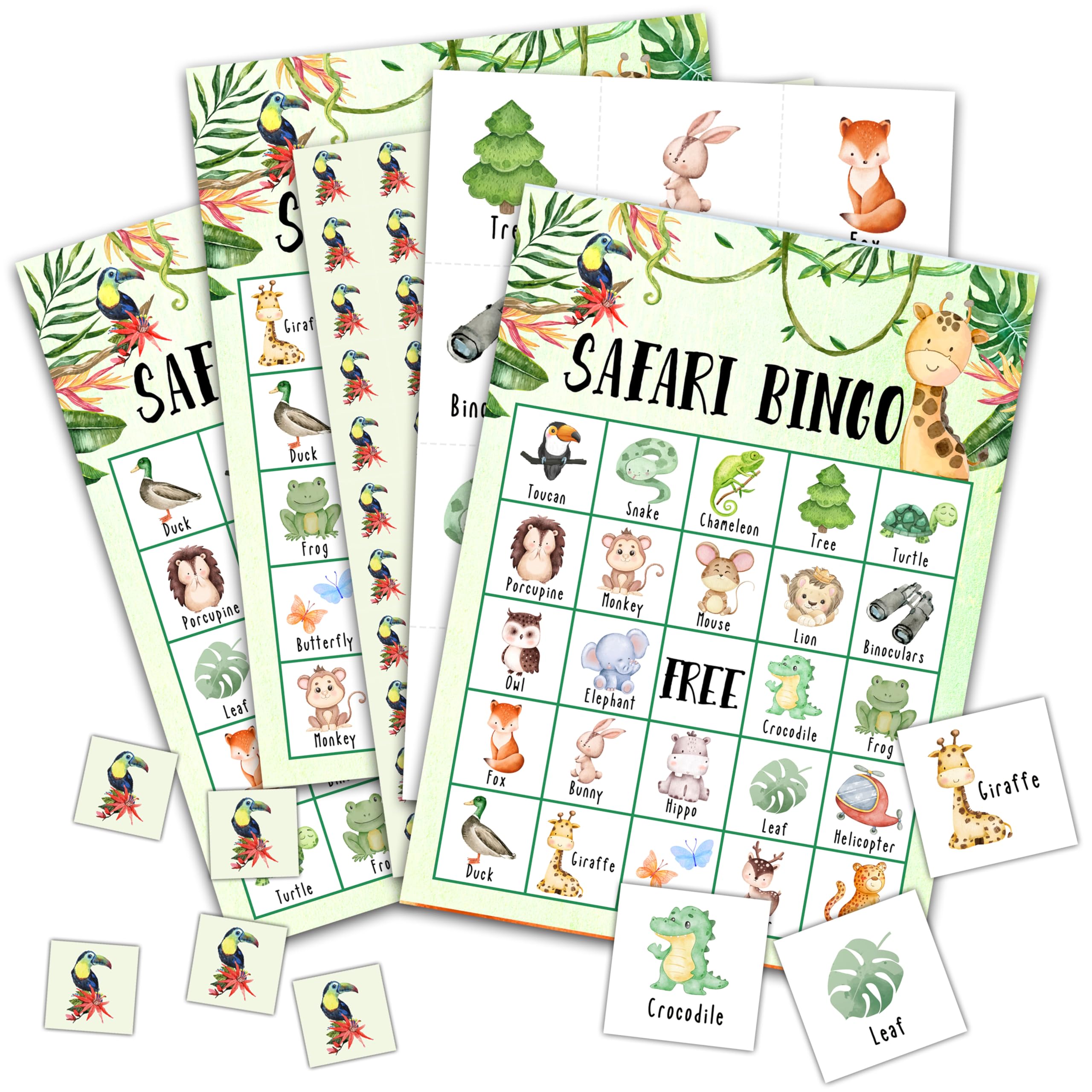 Amazon.com: CIAEXRN Safari Bingo Game Cards 24 Players Jungle Animals ...