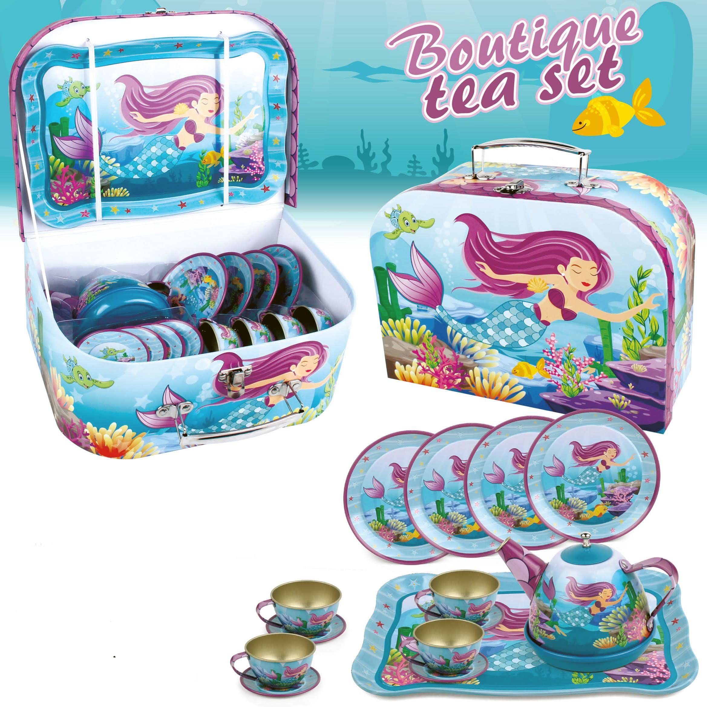 Snapklik.com : 15 Piece Mermaid Tea Party Set For Little Girls, Pretend ...