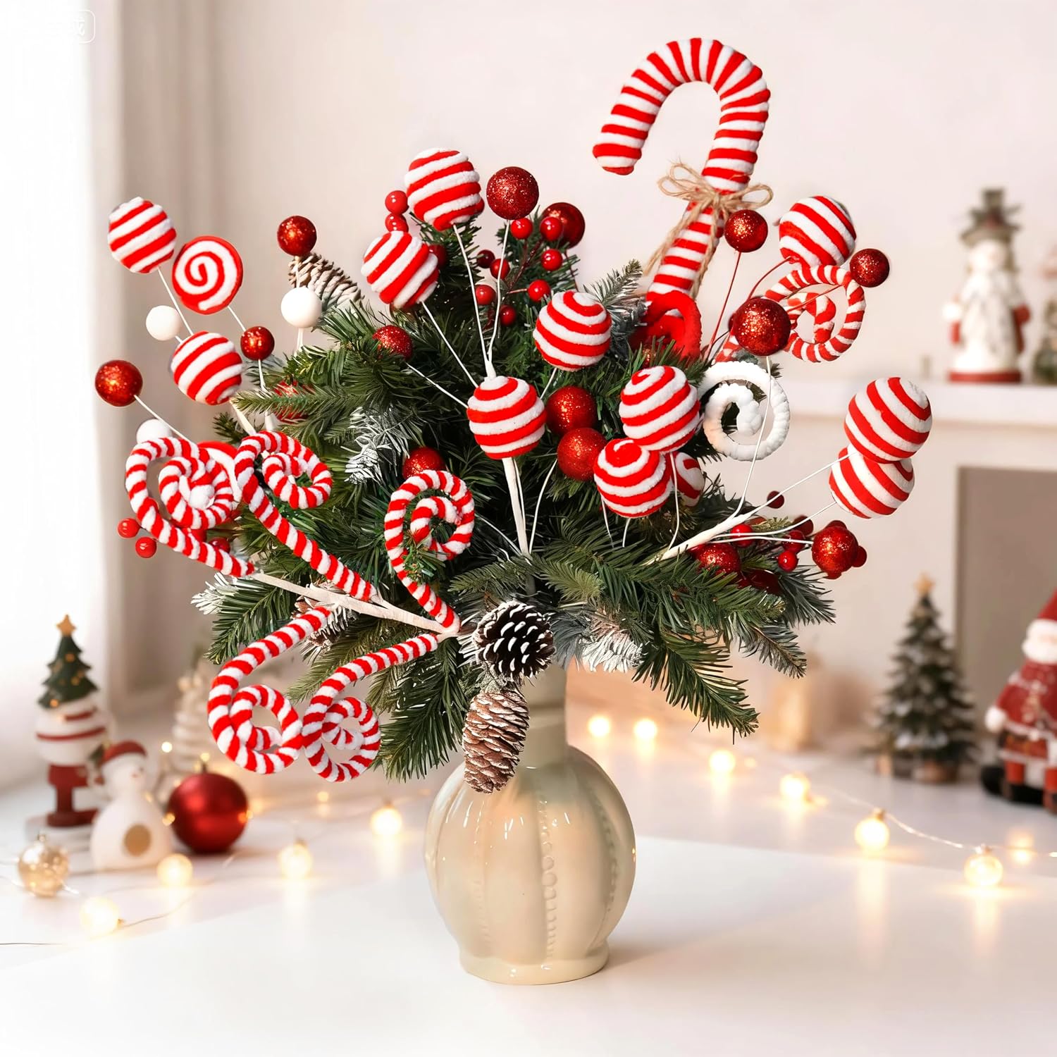 Amazon.com: 5pcs Candyland Christmas Tree Picks Candy Cane Tree Topper ...