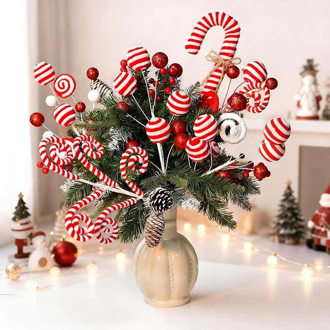 Amazon.com: 5pcs Candyland Christmas Tree Picks Candy Cane Tree Topper ...
