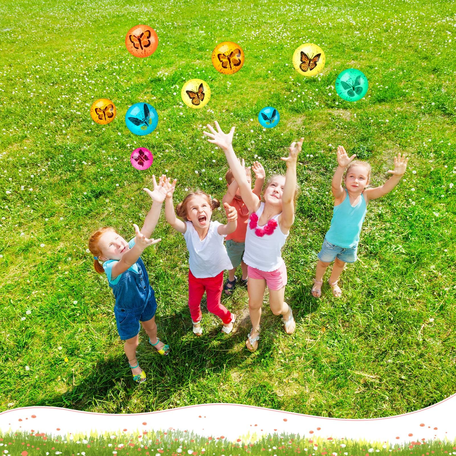 Poen 30 Pcs Butterfly Bouncy Balls High Bounce Balls with 3D Butterfly ...