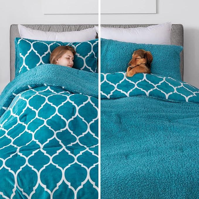 Amazon.com: Kaisa Sherpa Fleece Bedding Comforter Set Twin Size 3 ...