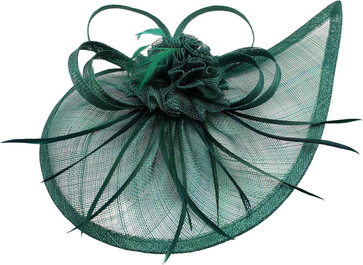 Finecy In New Dark Green Fascinator with Headband and Clip Tear Drop ...