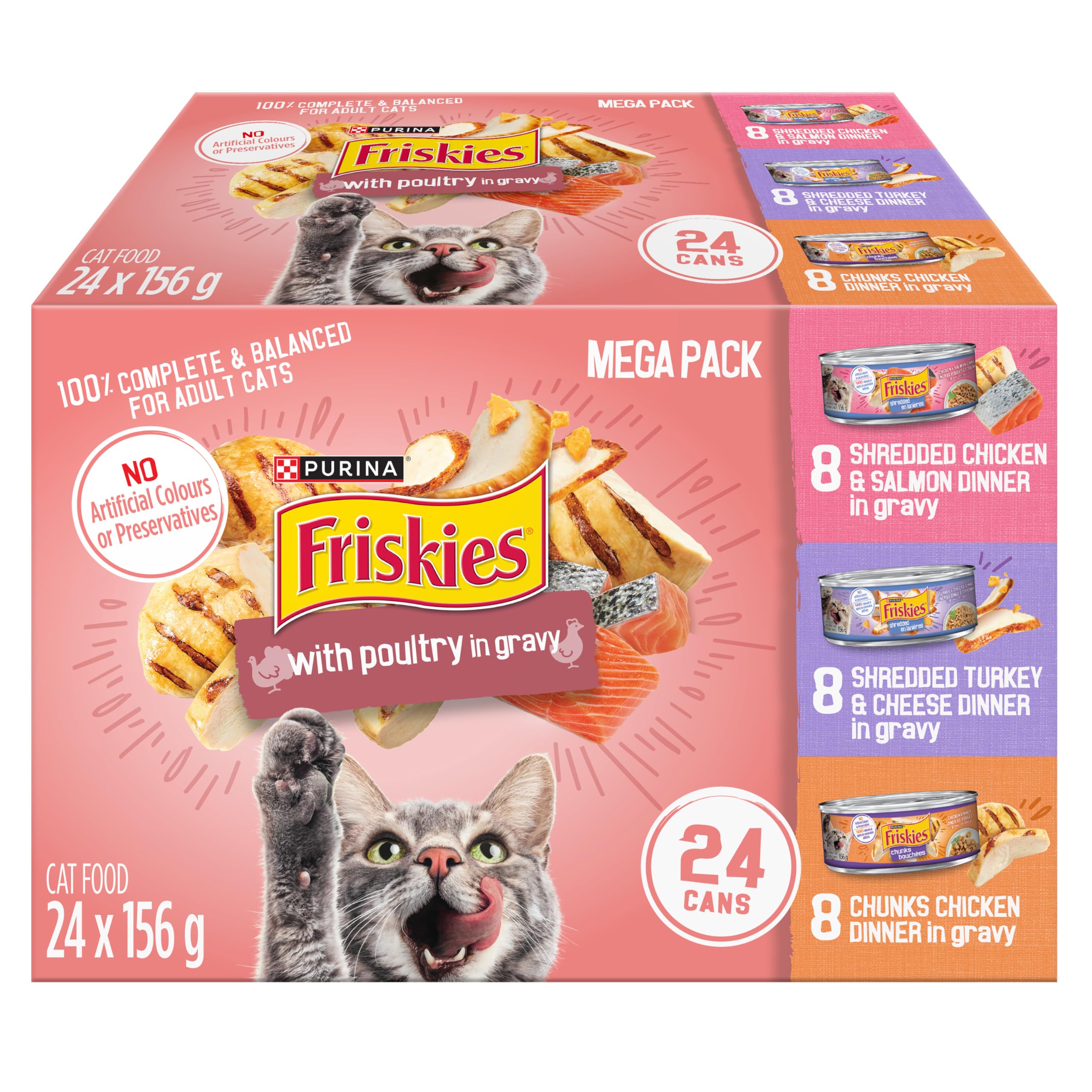 Friskies Poultry Wet Cat Food, in Gravy Variety Pack 3 Flavours - 156 g ...