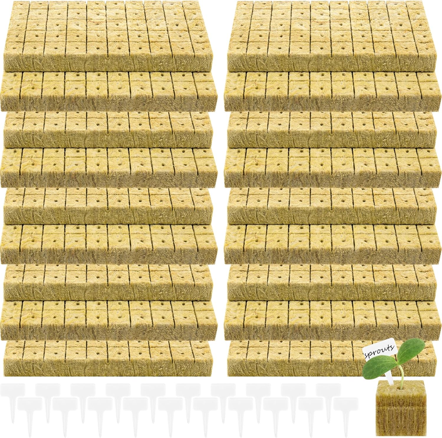 Amazon.com: 900 Pieces 1 Inch Rockwool Cubes for Hydroponics, Garden ...
