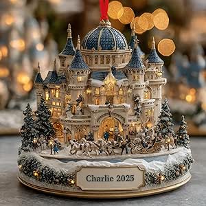 Amazon.com: Personalized Castle Diorama Christmas Ornament - Custom Name Diorama Holiday ...