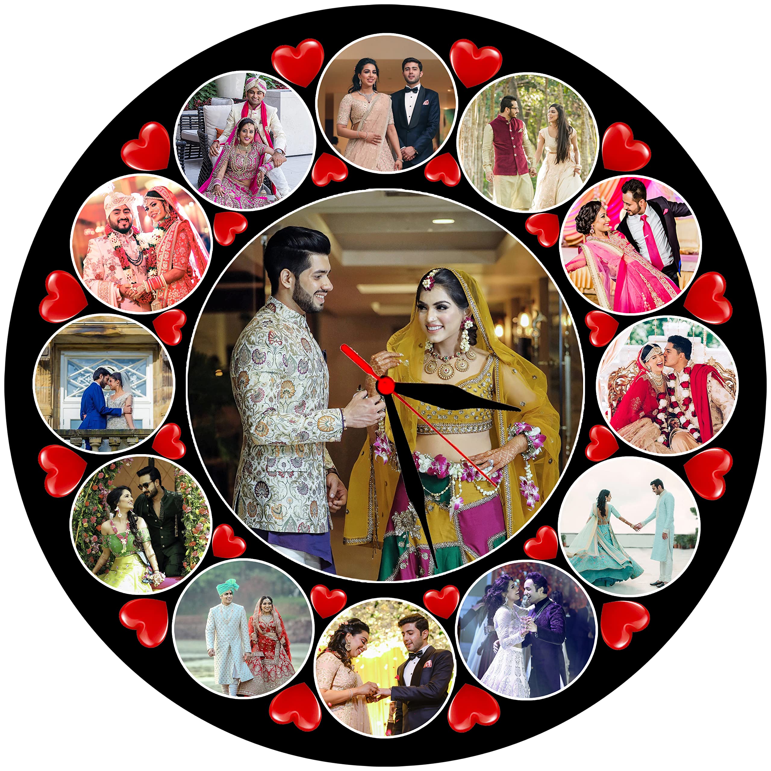 Shri Kanth Art® Customized Wall Clock with Photo - Couple Round Shape ...