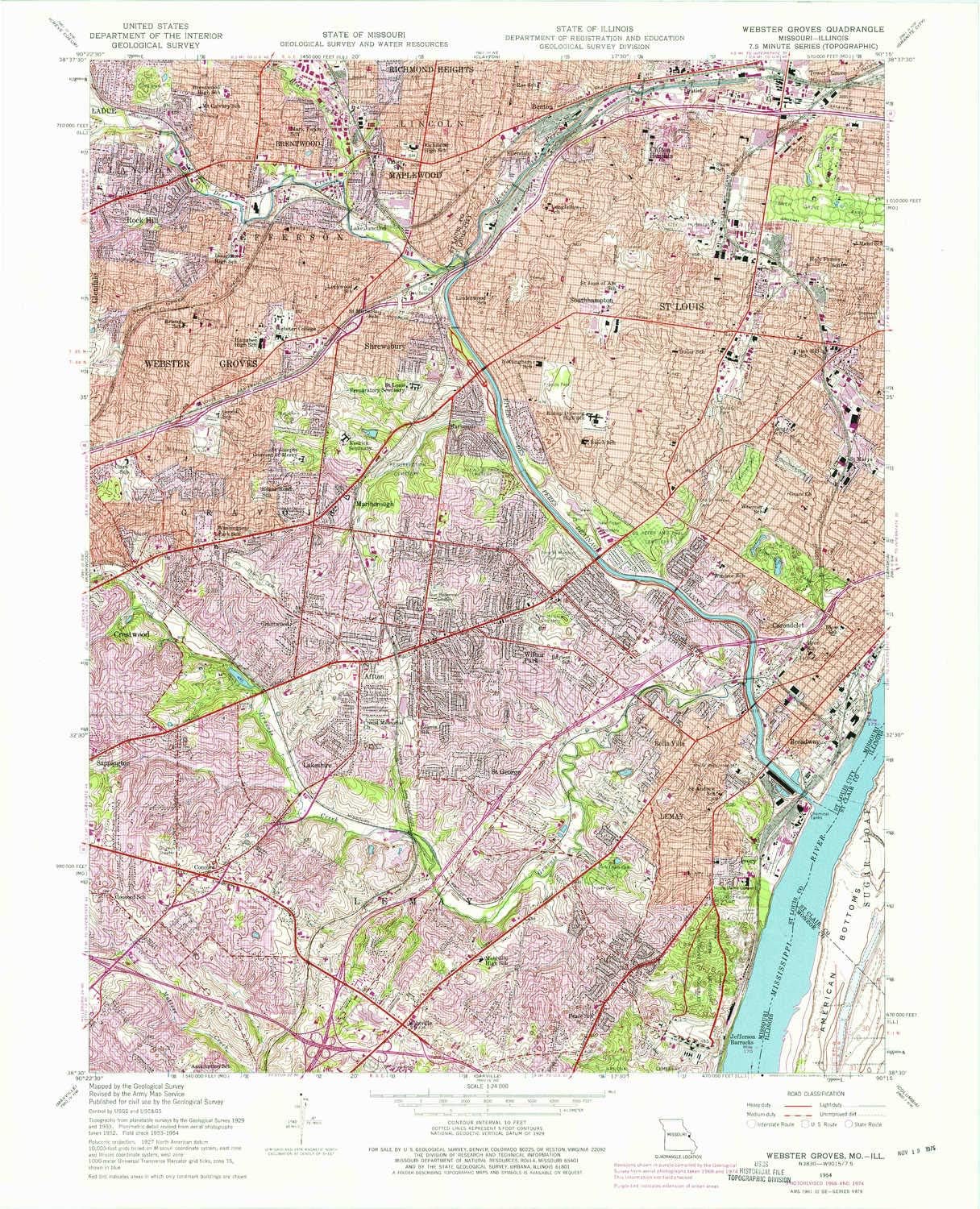Amazon.com : YellowMaps Webster Groves MO topo map, 1:24000 Scale, 7.5 ...