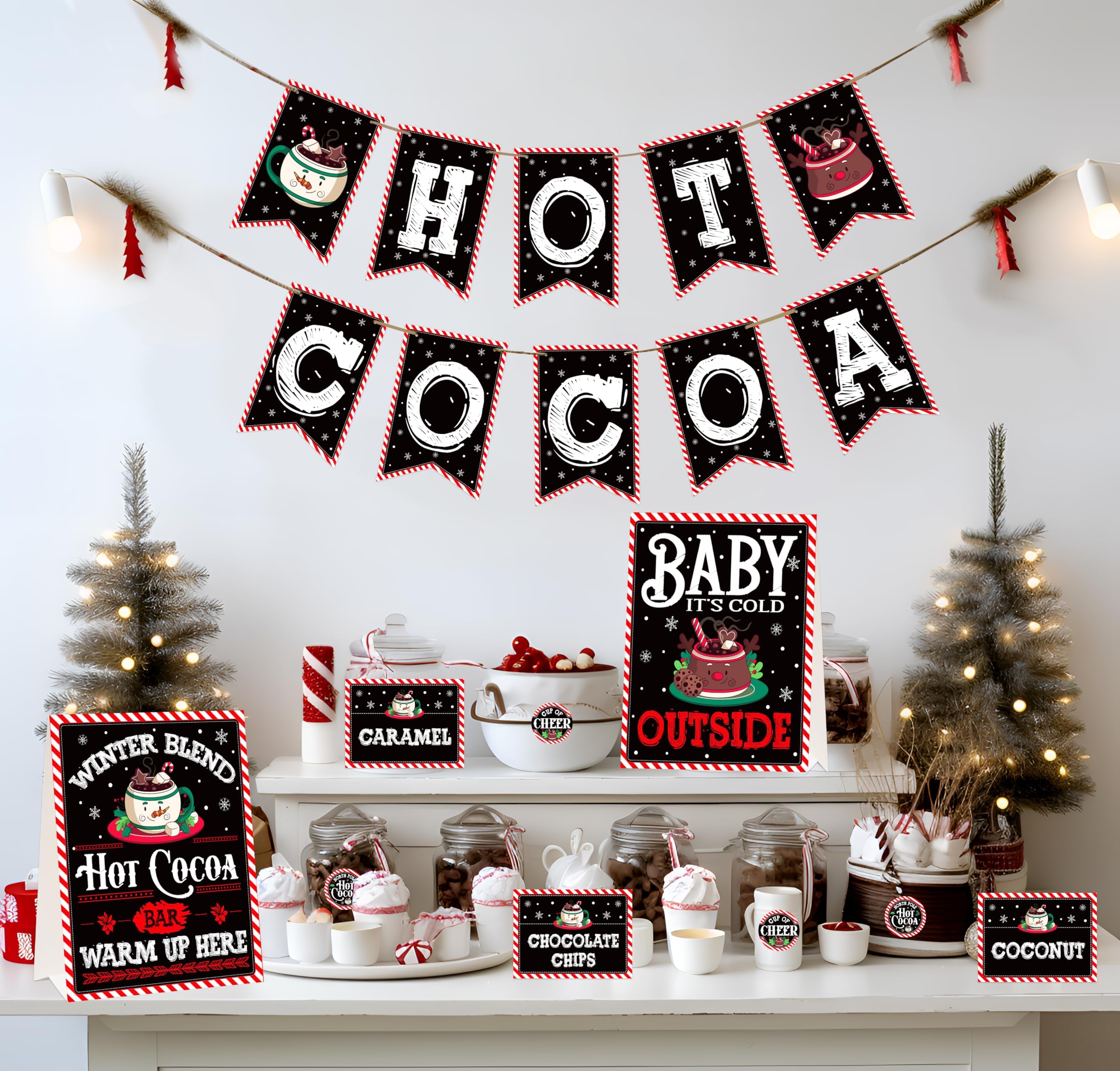 Amazon.com : PETCEE Hot Cocoa Bar Kit Hot Cocoa Banner Bar Sign Hot ...