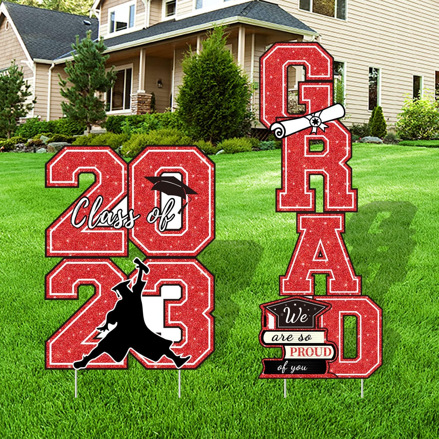 Amazon.com : ANVAVO 2024 Congrats Grad Yard Signs Graduation Waterproof ...