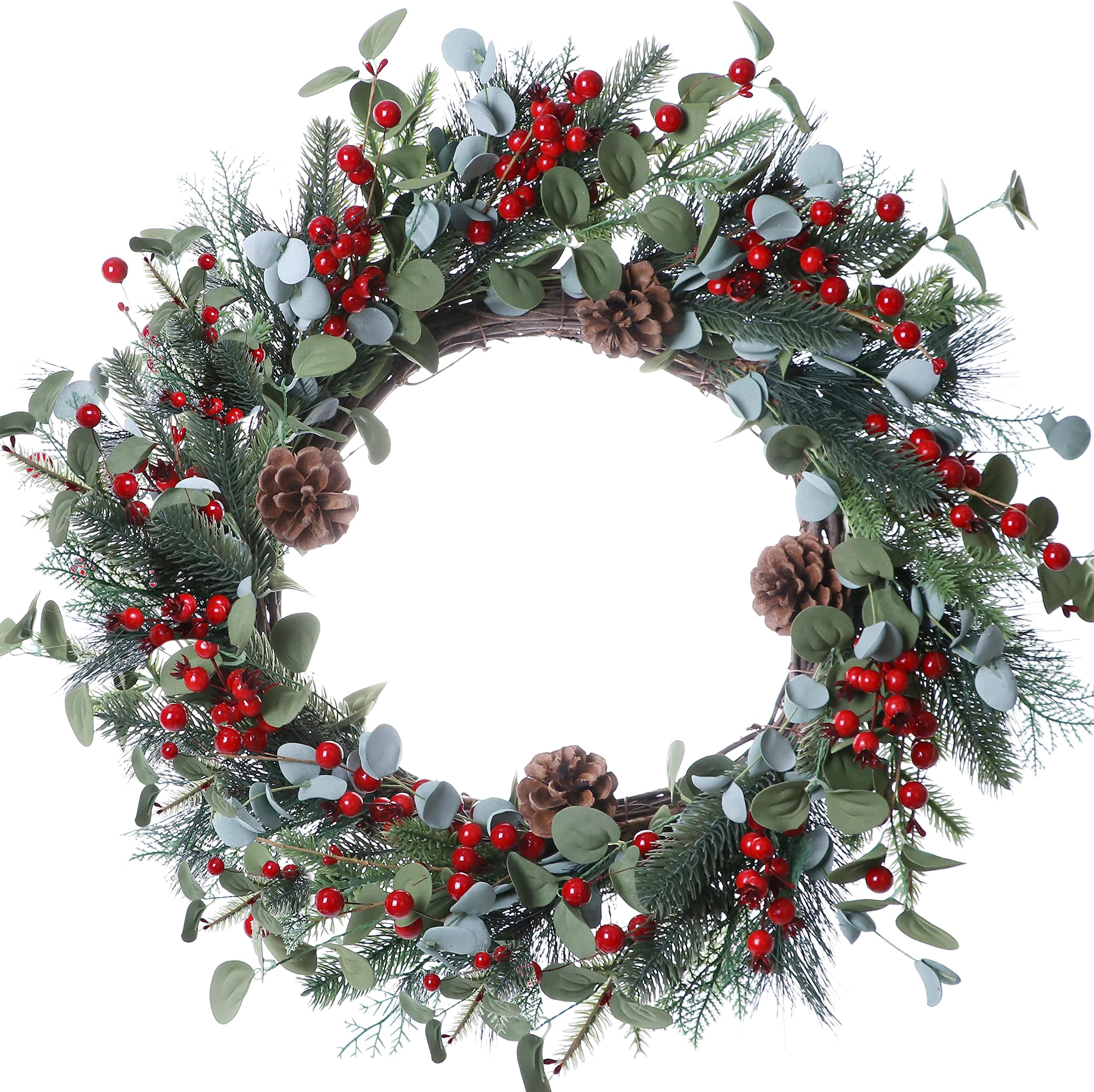 Amazon.com: J'FLORU Christmas Wreaths for Front Door 20 Inch Artificial ...