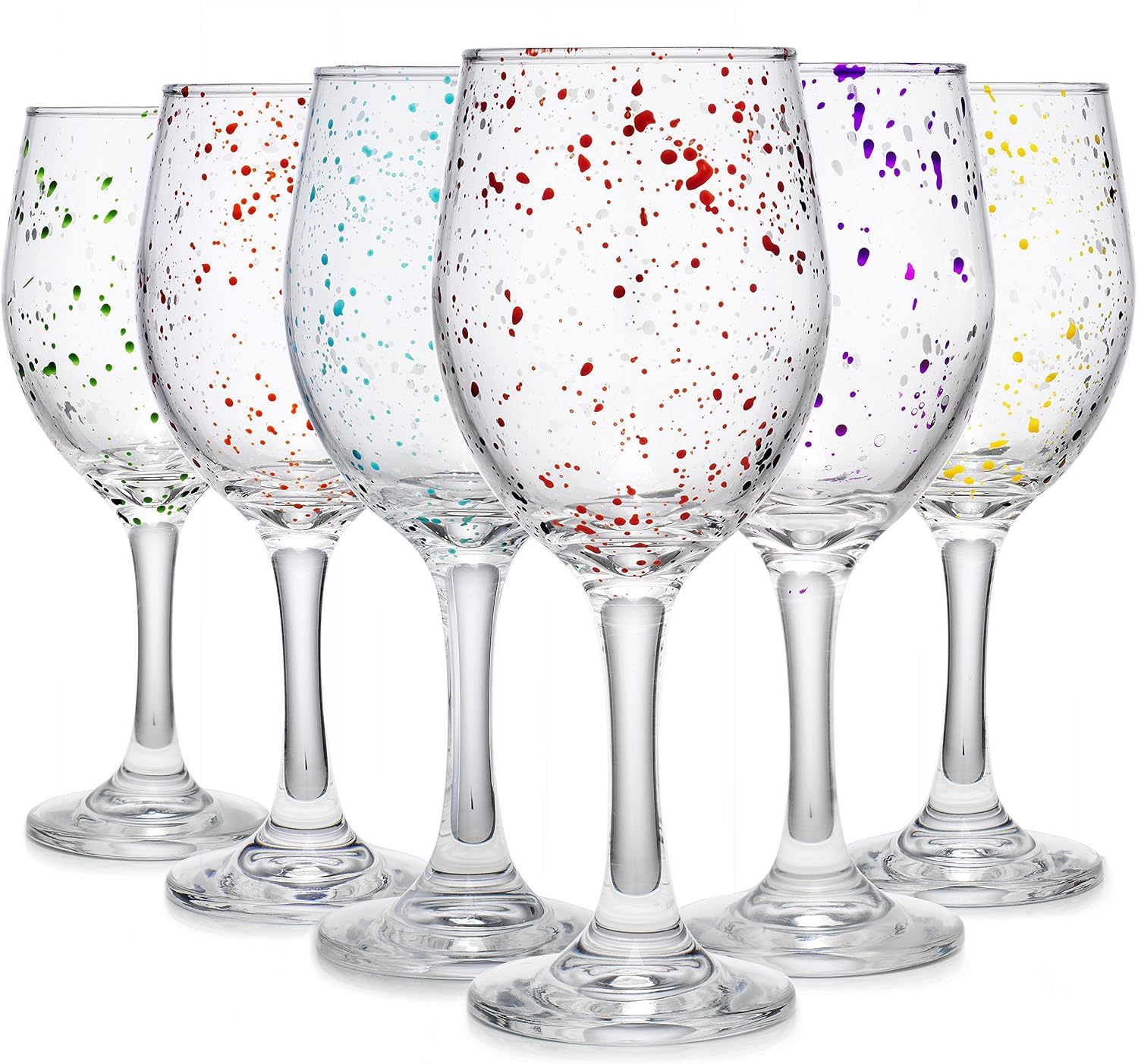 Amazon.com | Carnival Color Paint Splatter, Stemmed For Red Or White ...
