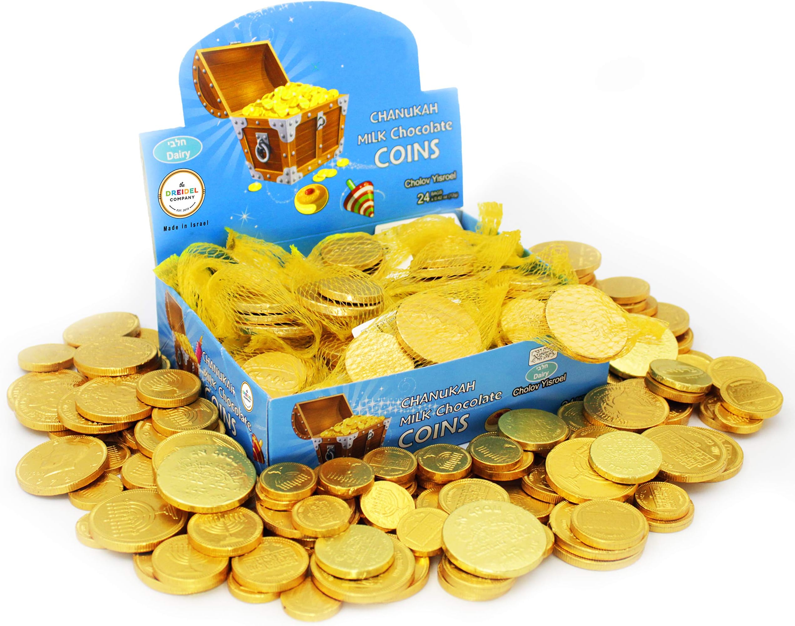Amazon.com: Kosher Nut-Free Milk Chocolate Coins Box of 24 .50 oz (14g ...