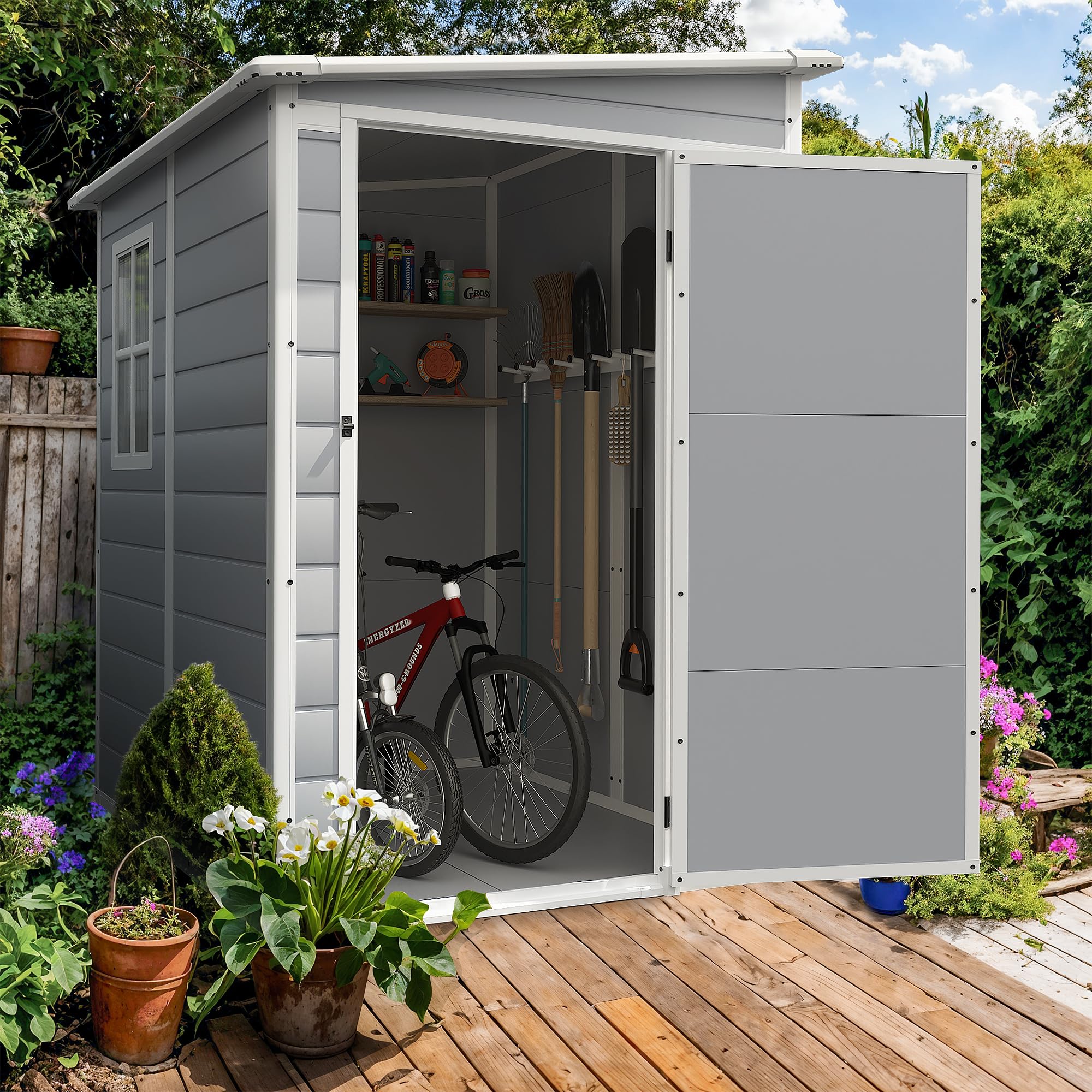 Snapklik.com : Homall Resin Outdoor Storage Shed, 5 X 4 FT Garden Tool ...