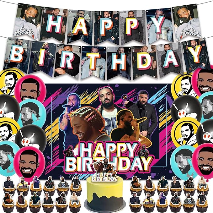 Amazon.com: 43Pcs Canadian Rapper Singer Birthday Party Decorations ...