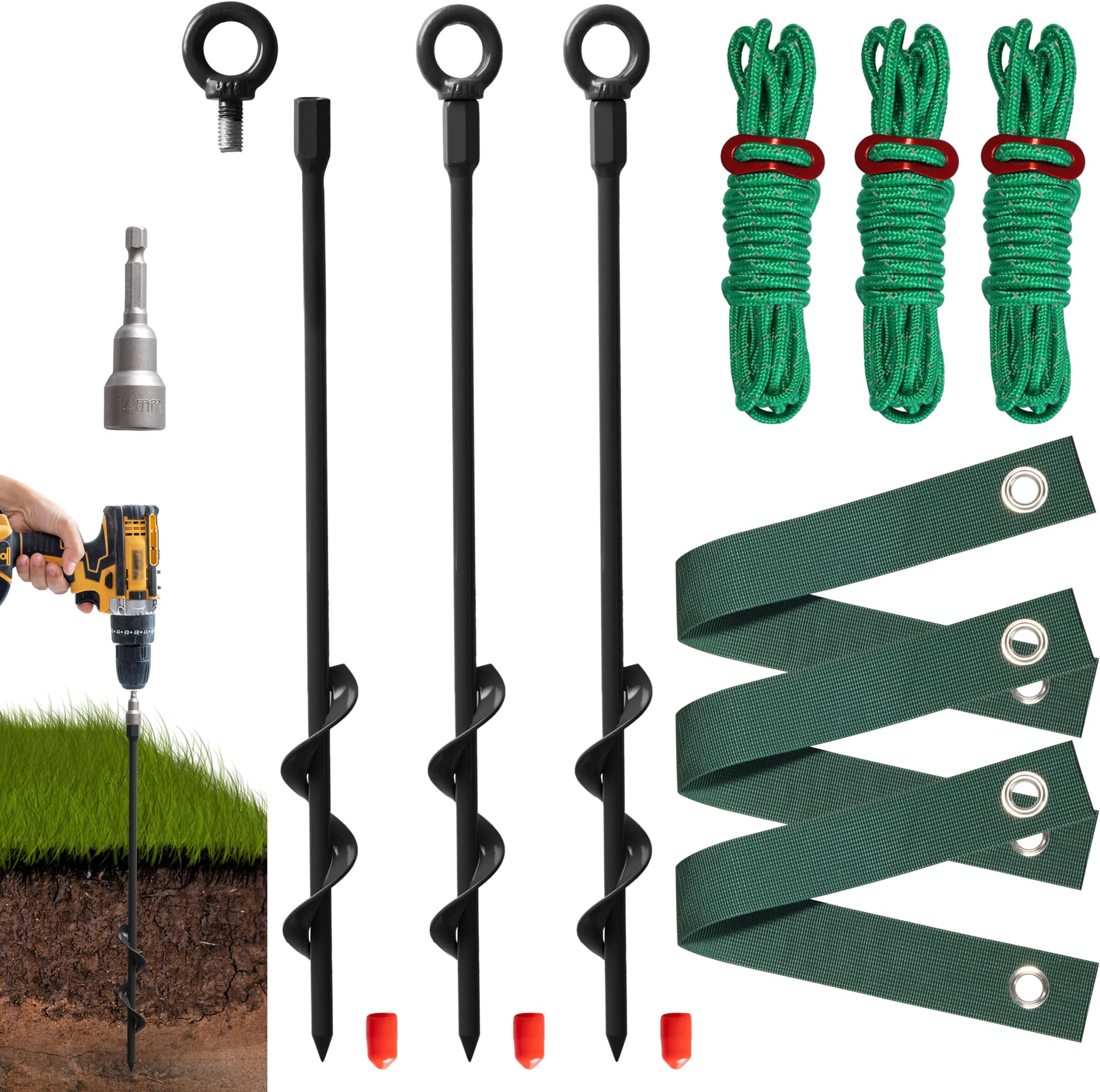 Amazon.com : Chuangdi 9 Pcs Heavy Duty Tree Stake Kit, Including 3 Pcs ...