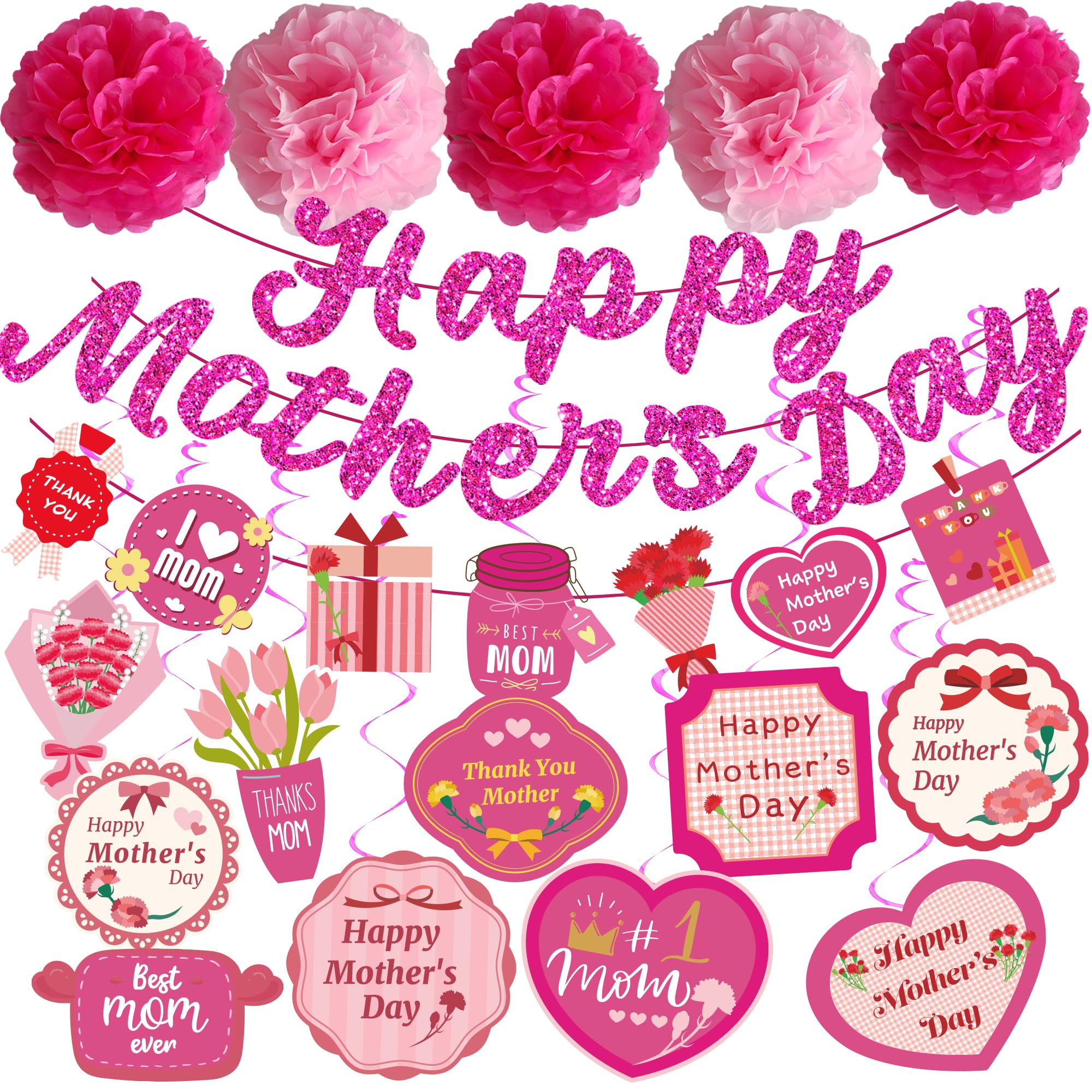 Amazon.com: Mothers Day Decorations for Party Supplies Happy Mothers ...