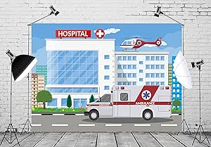 Amazon.com : CORFOTO Nurse Graduation Backdrop Cartoon Hospital ...