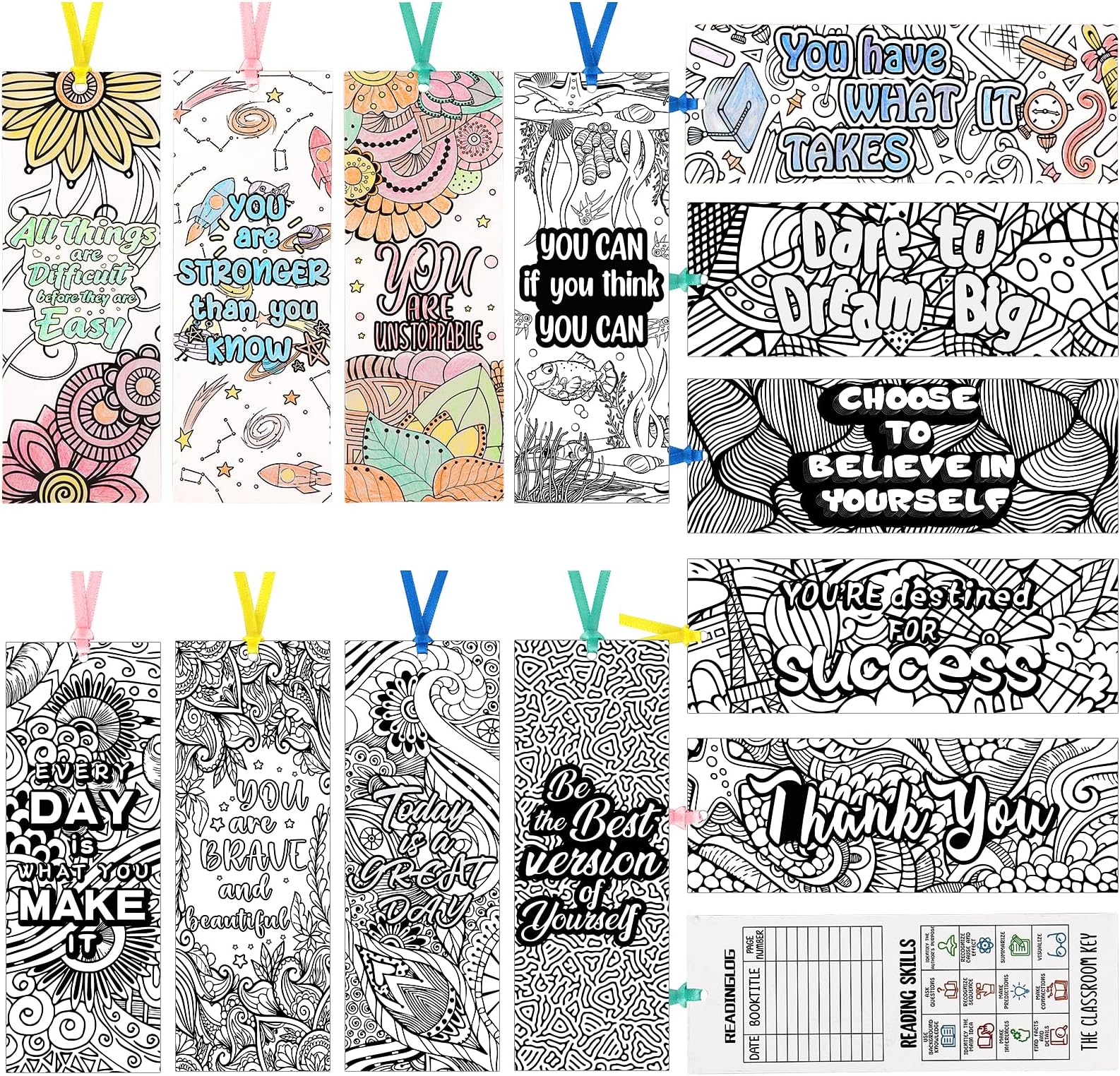 Amazon.com: 140PCS Color Your Own Bookmarks, 14 Styles Animal DIY ...