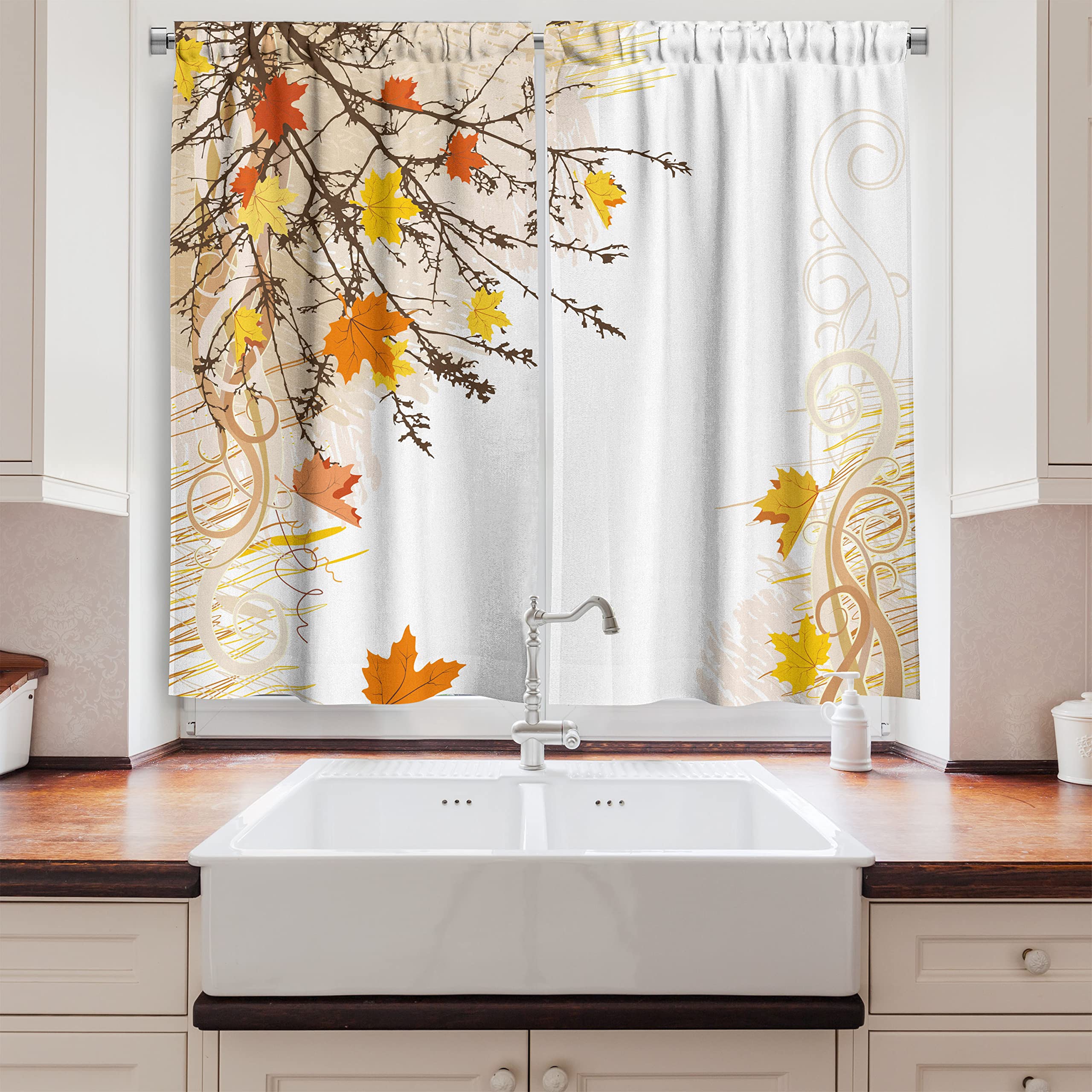 Autumn Coffee Kitchen Curtains