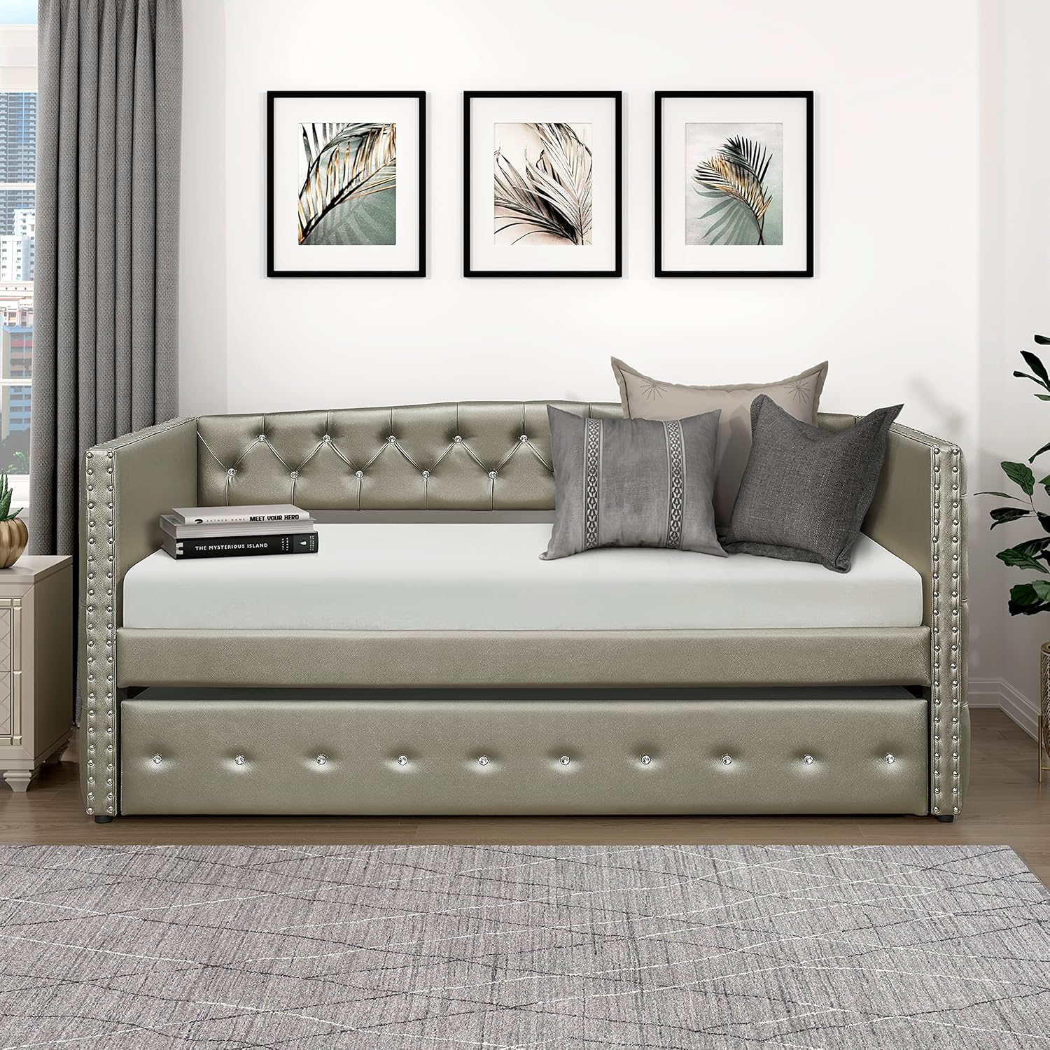 Amazon.com: Lexicon Monterey Daybed with Trundle, Twin/Twin, Silver ...