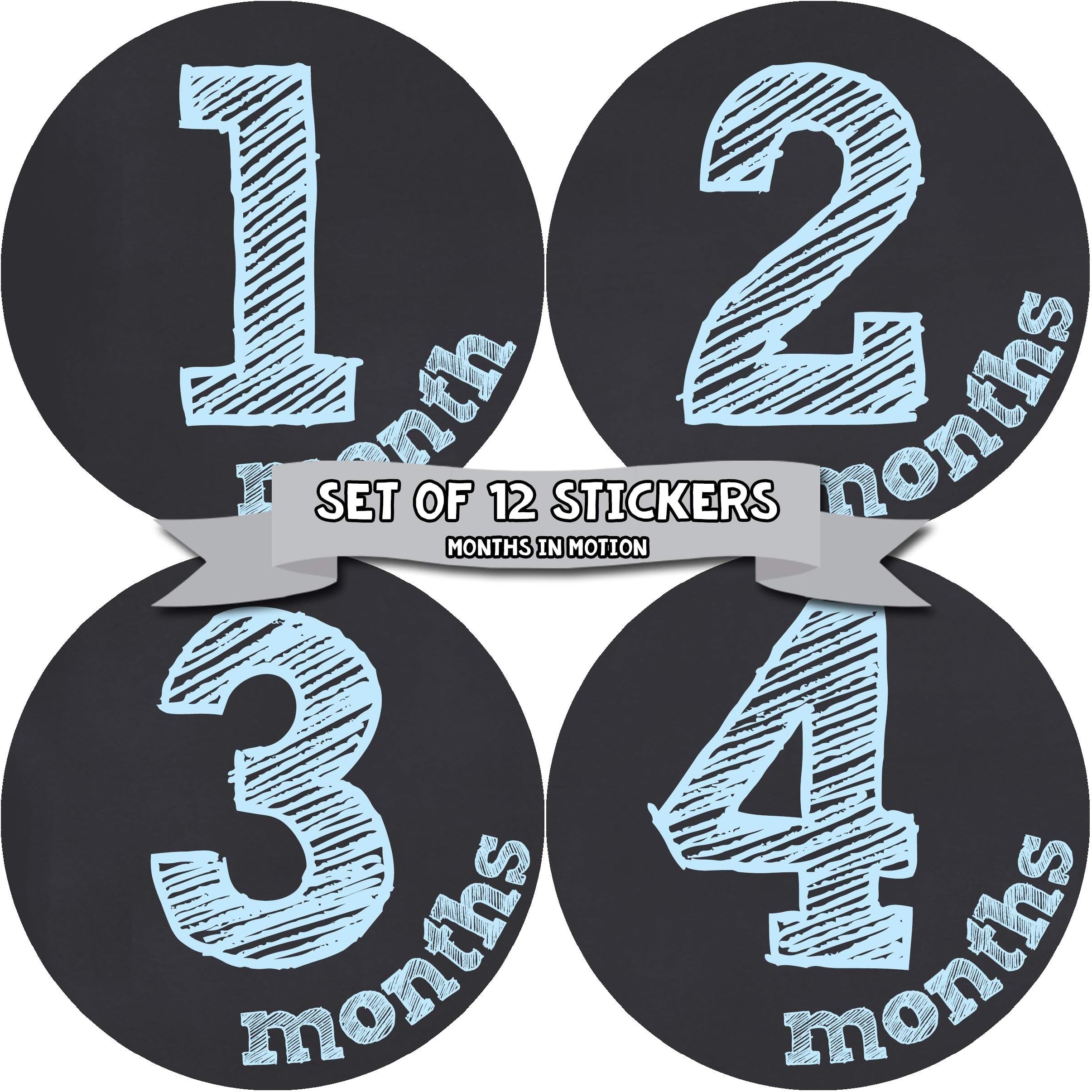 Amazon.com: Months In Motion Monthly Baby Milestone Stickers for Boy ...