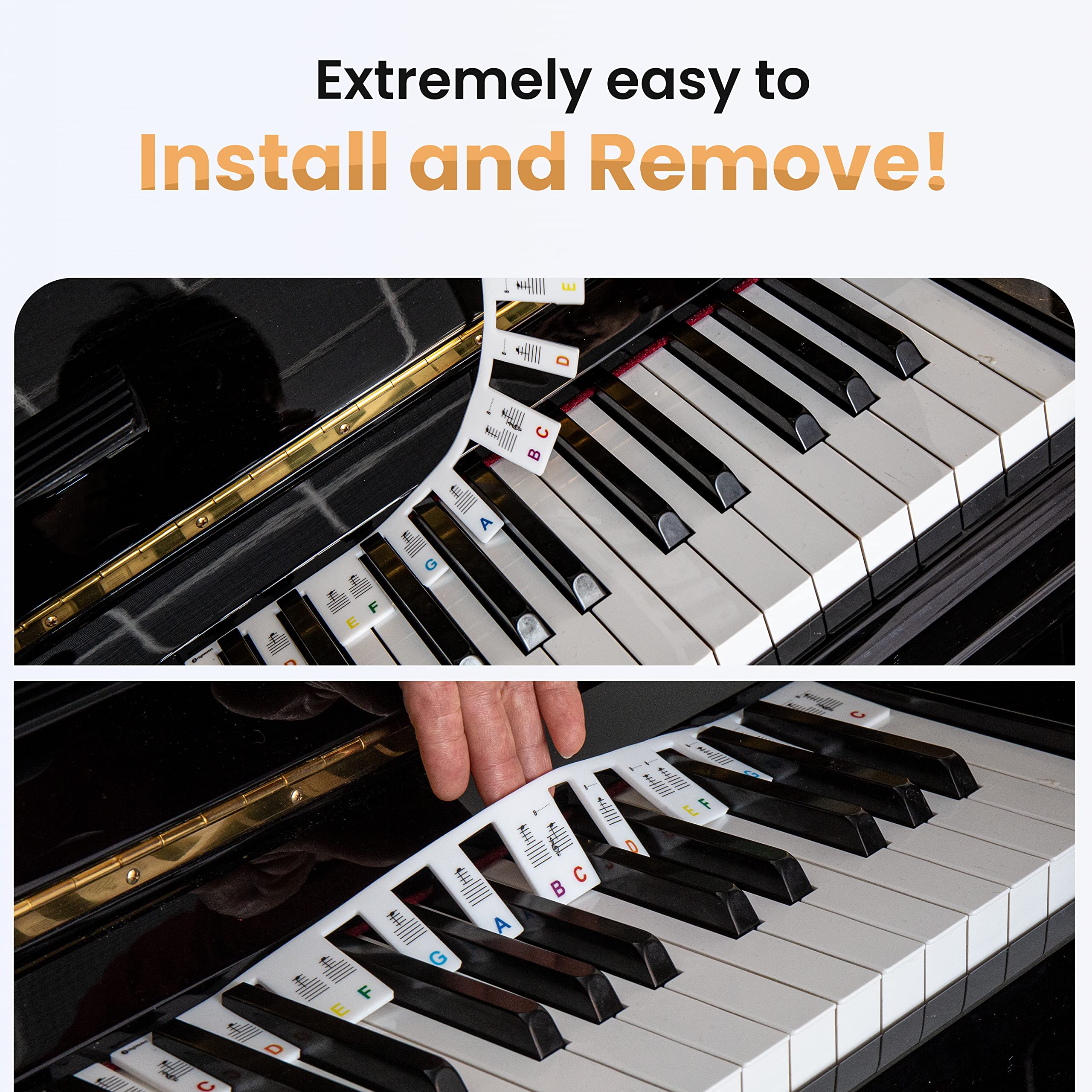 SDYQD Removable Piano Keyboard Note Labels Silicone Piano