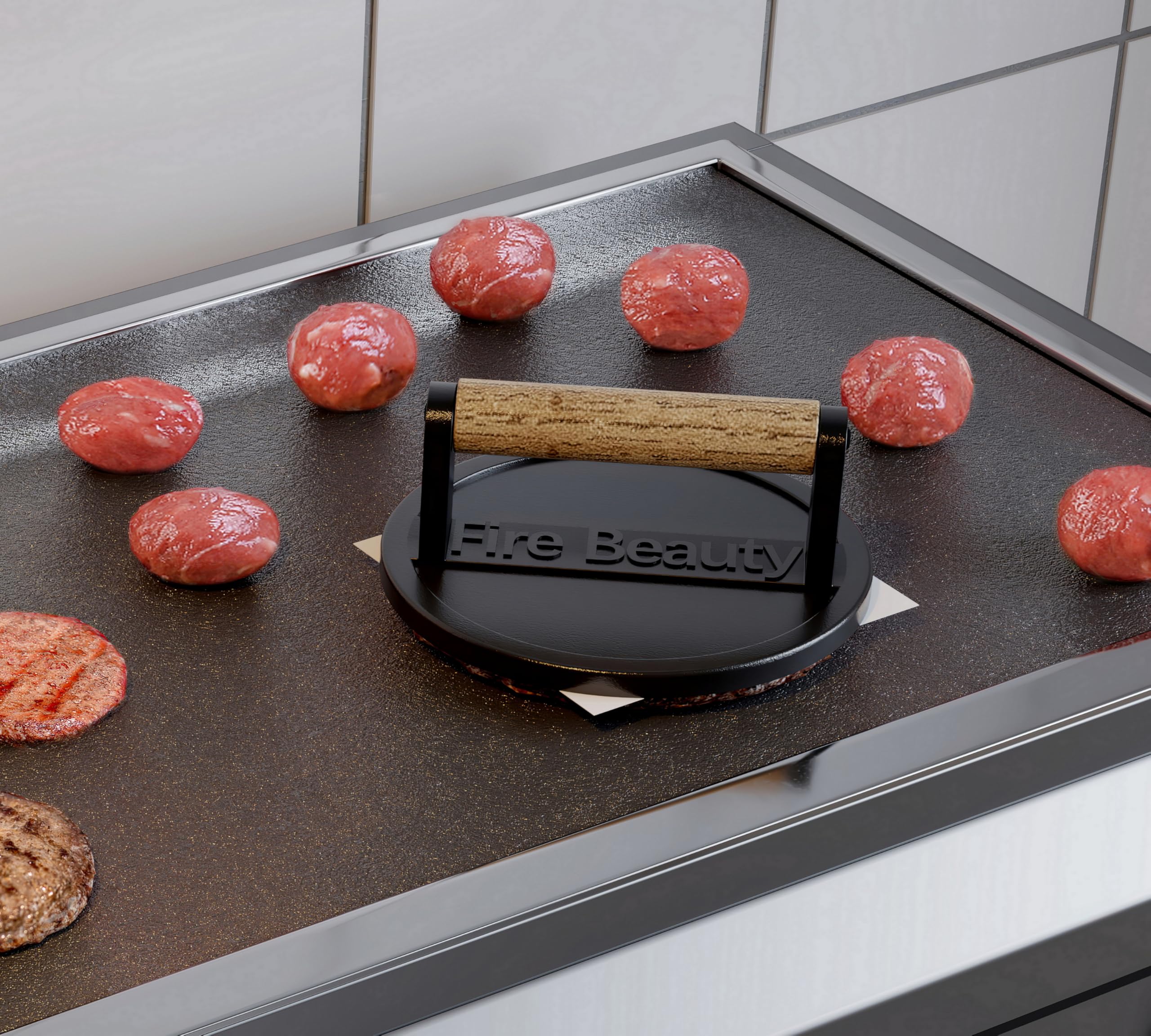 Amazon.com: Fire Beauty Burger Press,6.5" Grill Press Enamel Surface ...