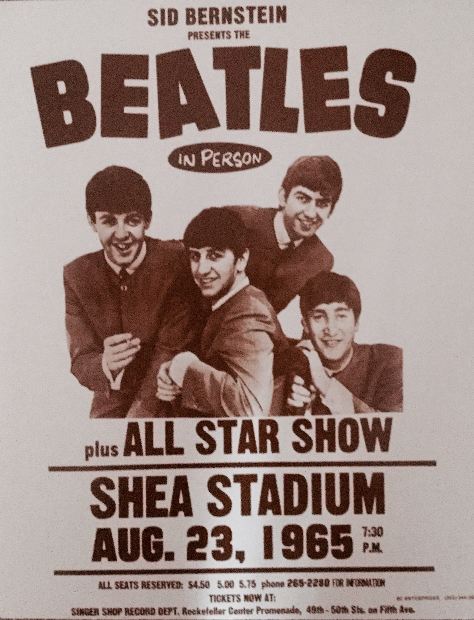 Amazon.com: The Beatles At Shea Stadium Sepia Poster : Home & Kitchen