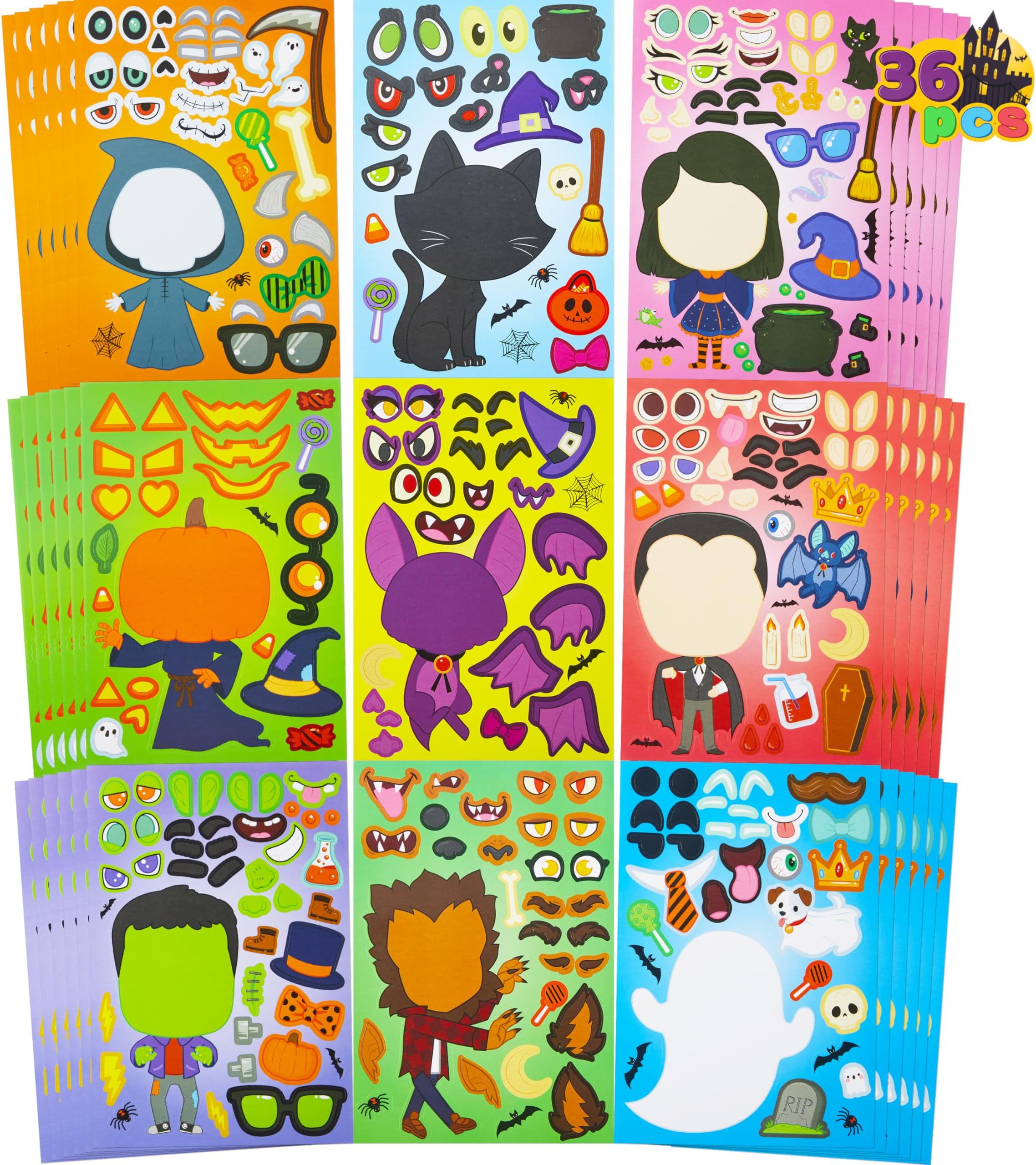 Amazon.com: 60 Sheets Halloween Stickers Crafts for Kids - Make-A ...