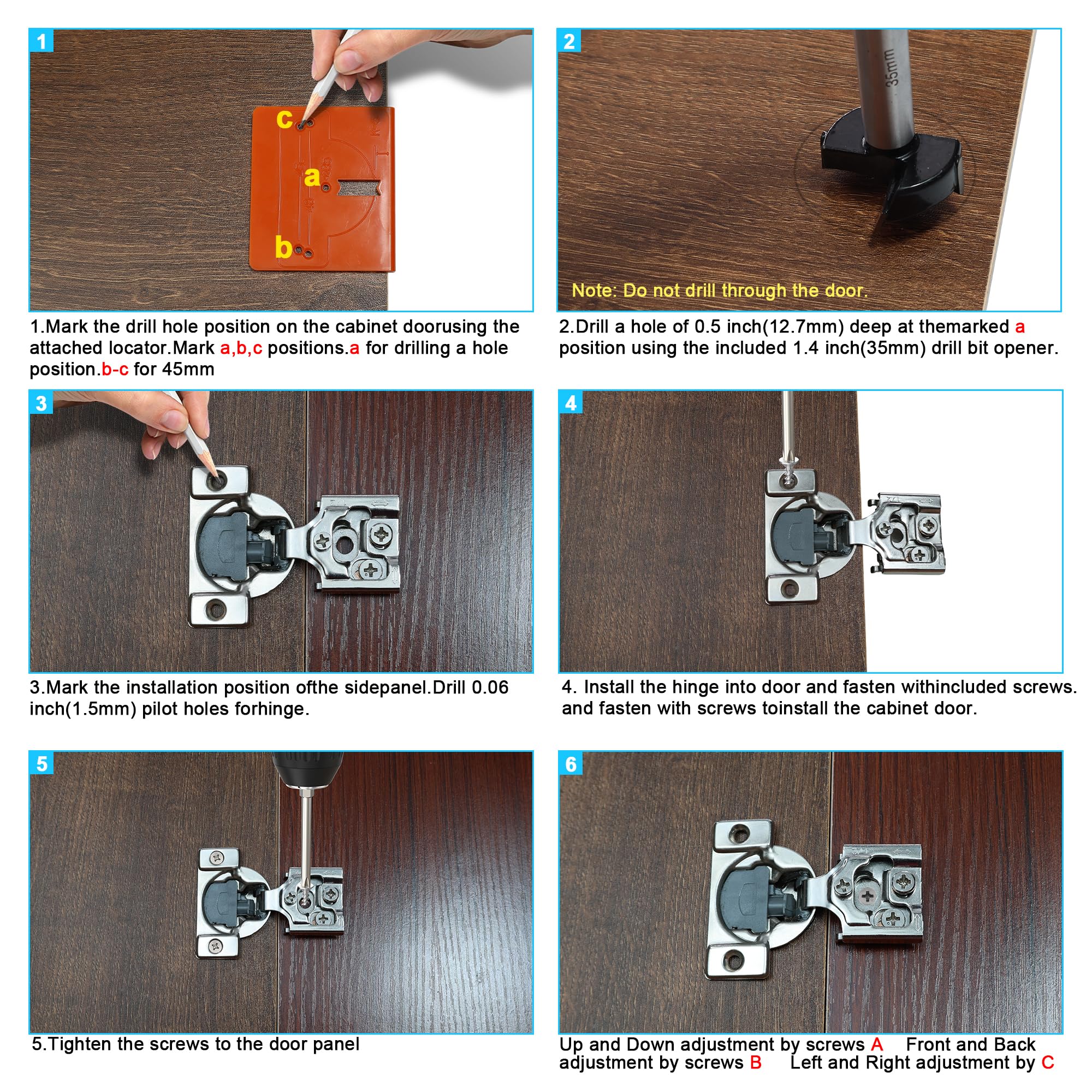 Snapklik.com : 1 Inch Overlay Soft Close Cabinet Hinges, 10 Pack Slow ...