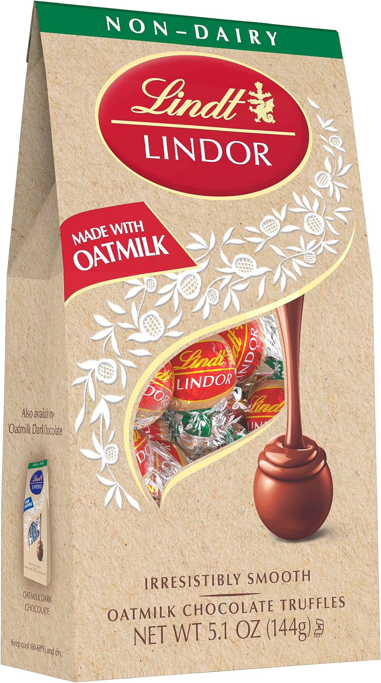 Amazon.com: Lindt LINDOR OatMilk Chocolate Candy Truffles, Non-Dairy ...