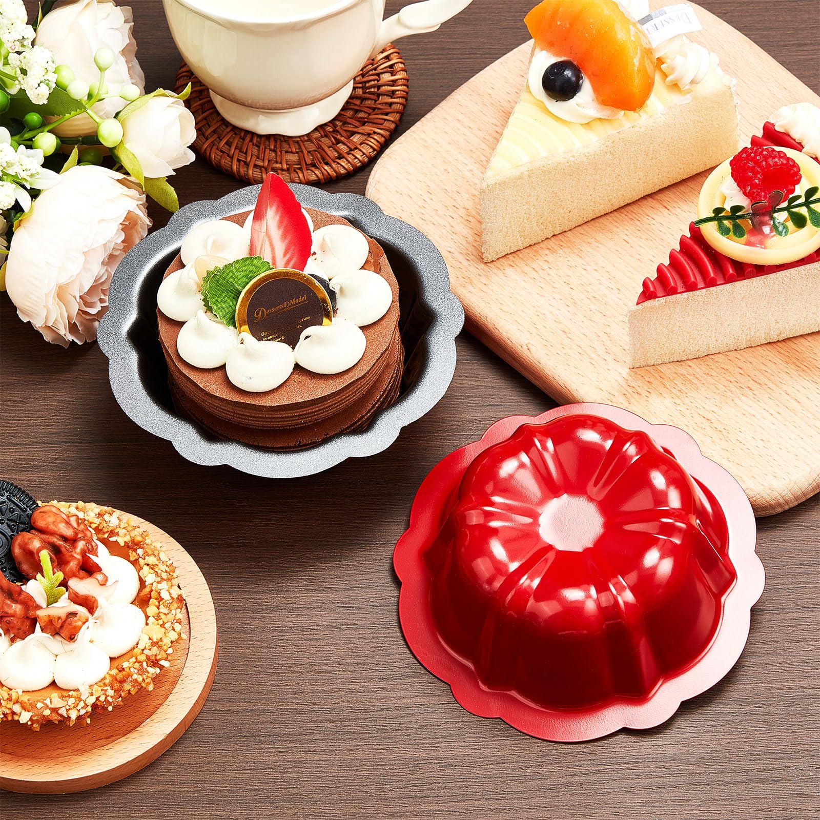Snapklik.com : Ctosree 16 Pcs 4 Inches Fluted Mini Cake Pan Nonstick ...