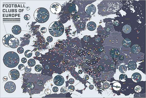 Amazon.com: Pop Chart | Football Clubs of Europe | 36" x 24" Large Wall ...