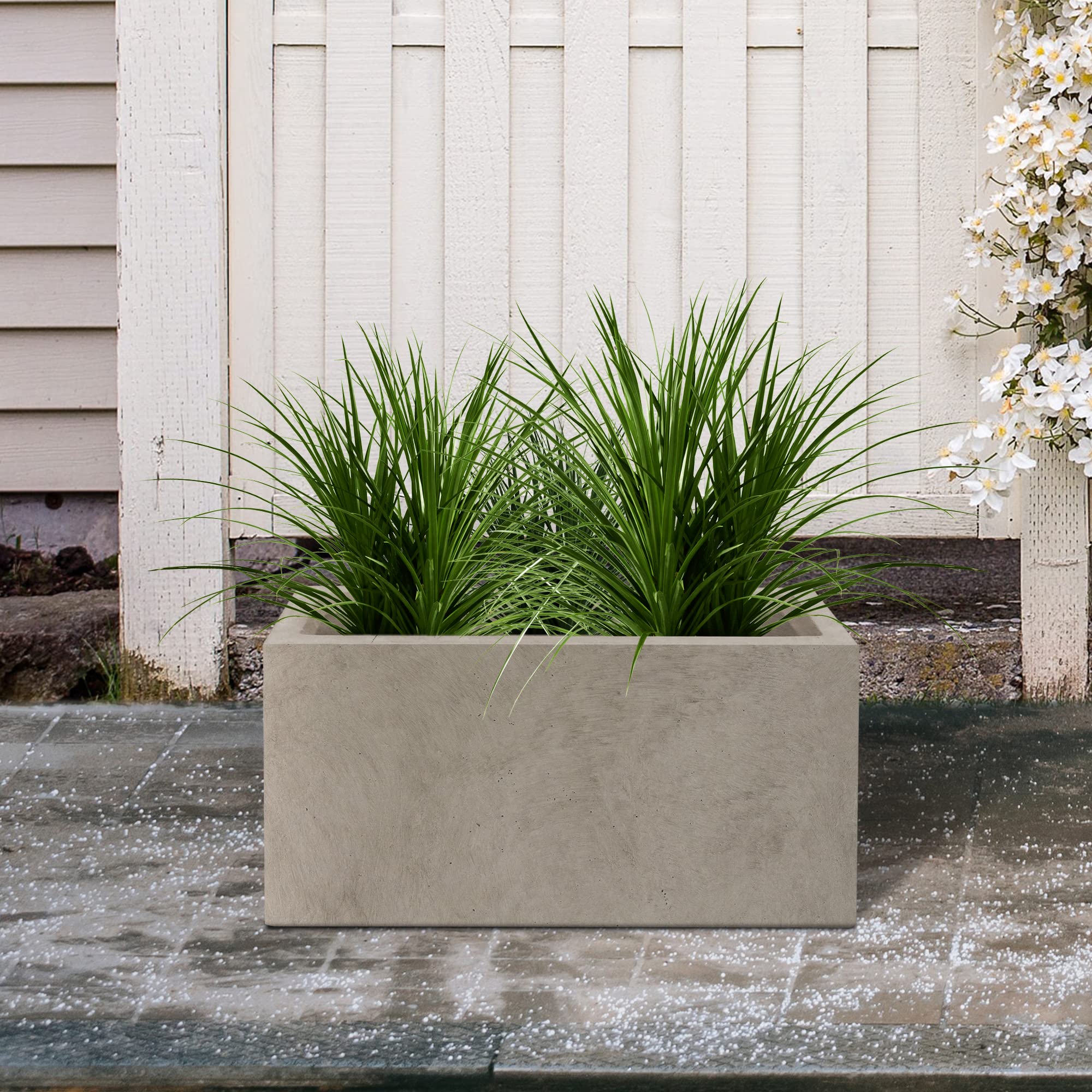 Snapklik.com : Kante 23.6" L Rectangular Concrete Planters, Outdoor ...