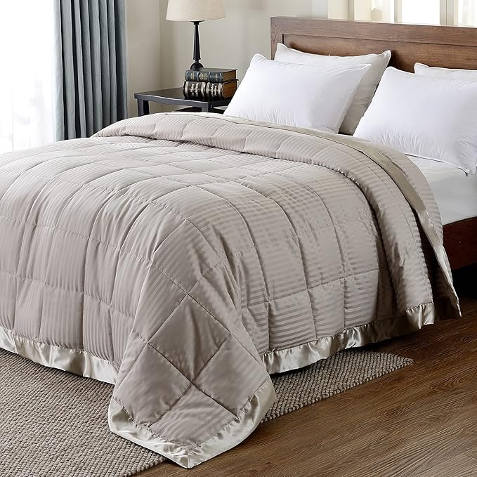 Amazon.com: downluxe Queen size Blanket with Satin Trim, Lightweight ...