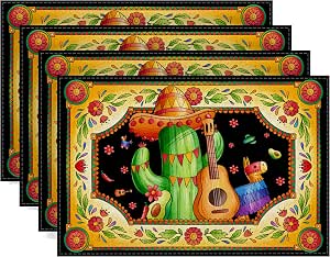 Linen Cinco De Mayo - Juego de 4 manteles individuales para mesa ...