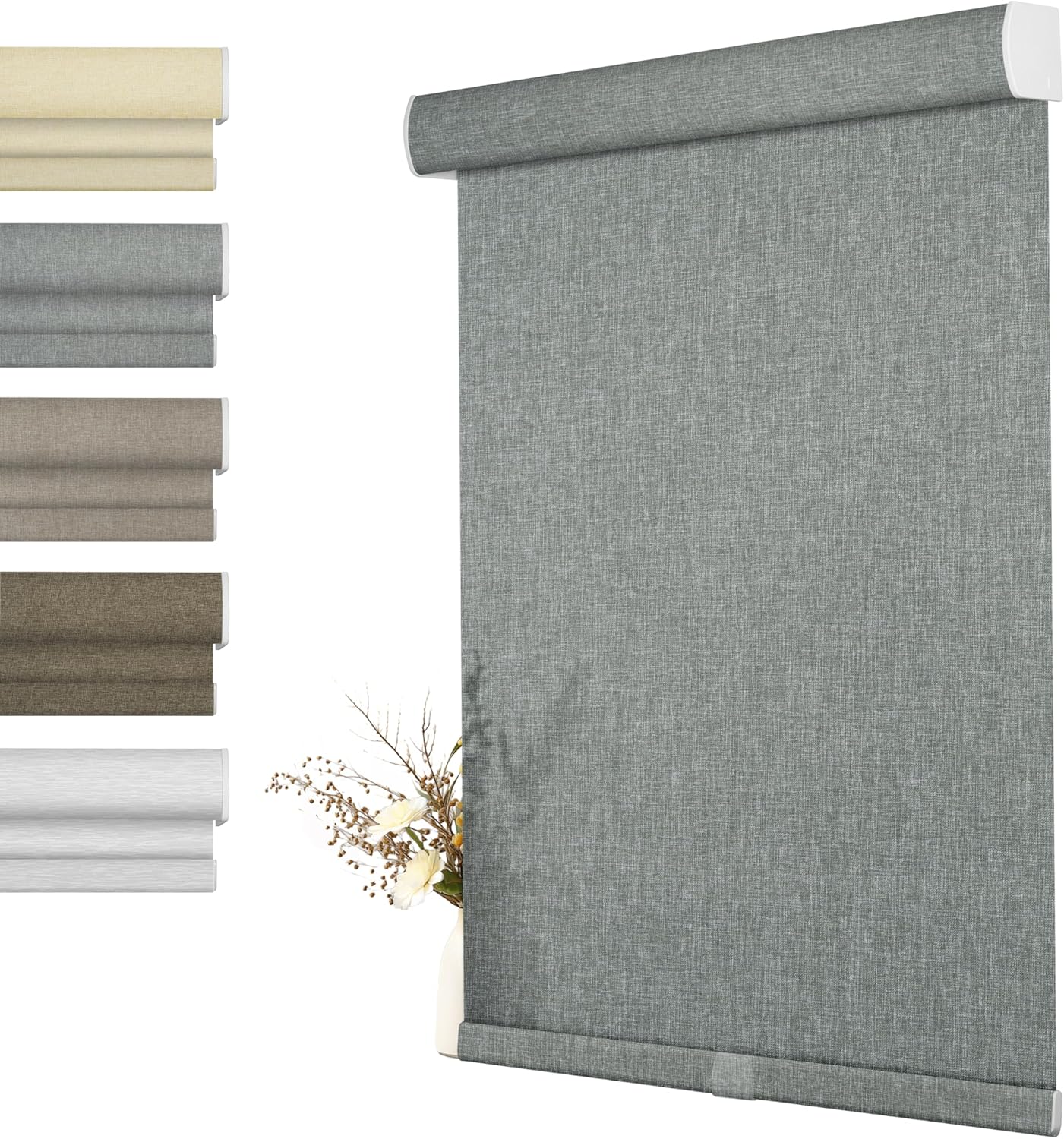 Amazon.com: BERISSA Light Filtering Roller Shades for Windows, Cordless ...