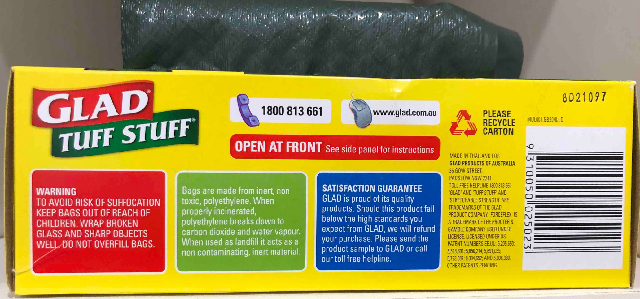 Glad ForceFlex Extra Wide Drawstring Garbage Bags, Fits 56L Bin, 20 ...
