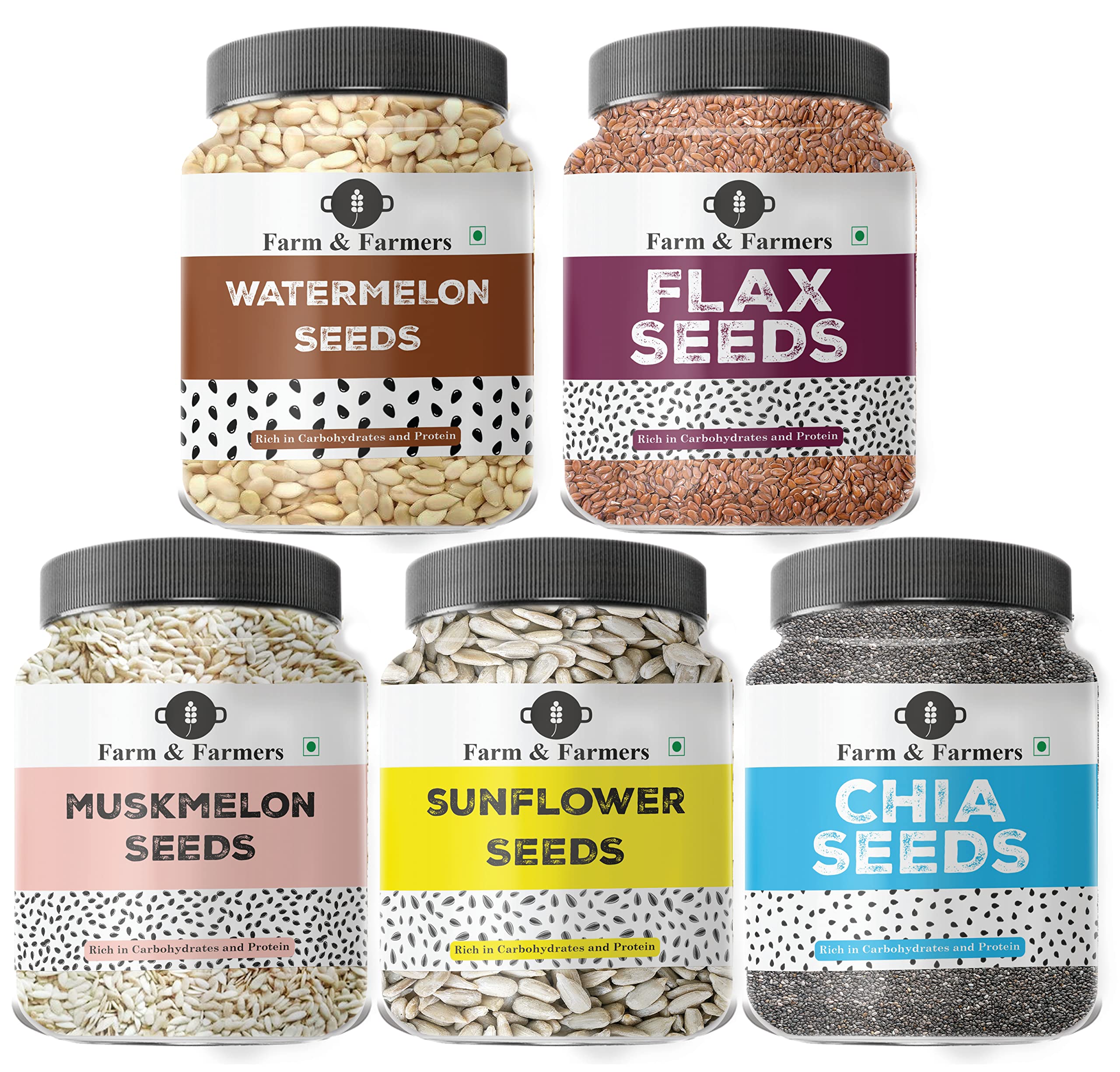Farm & Farmers Healthy Seeds Combo Pack of Sunflower Seeds, Muskmelon ...