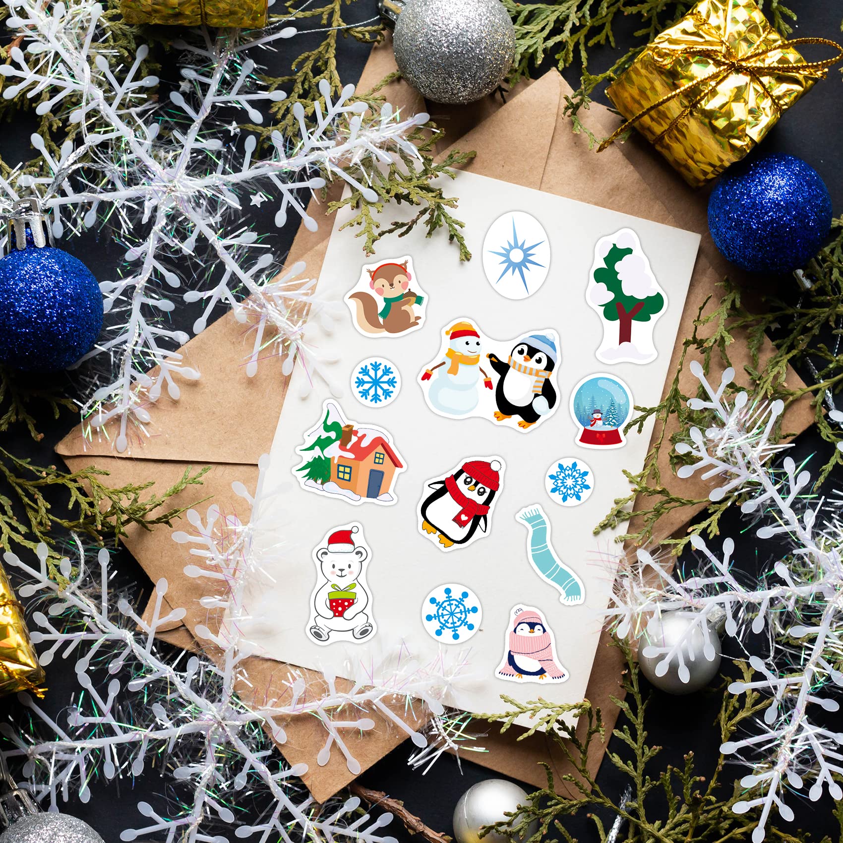 Snapklik.com : Winter Stickers - 30 Sheets Snowman, Snowflake, Penguin ...