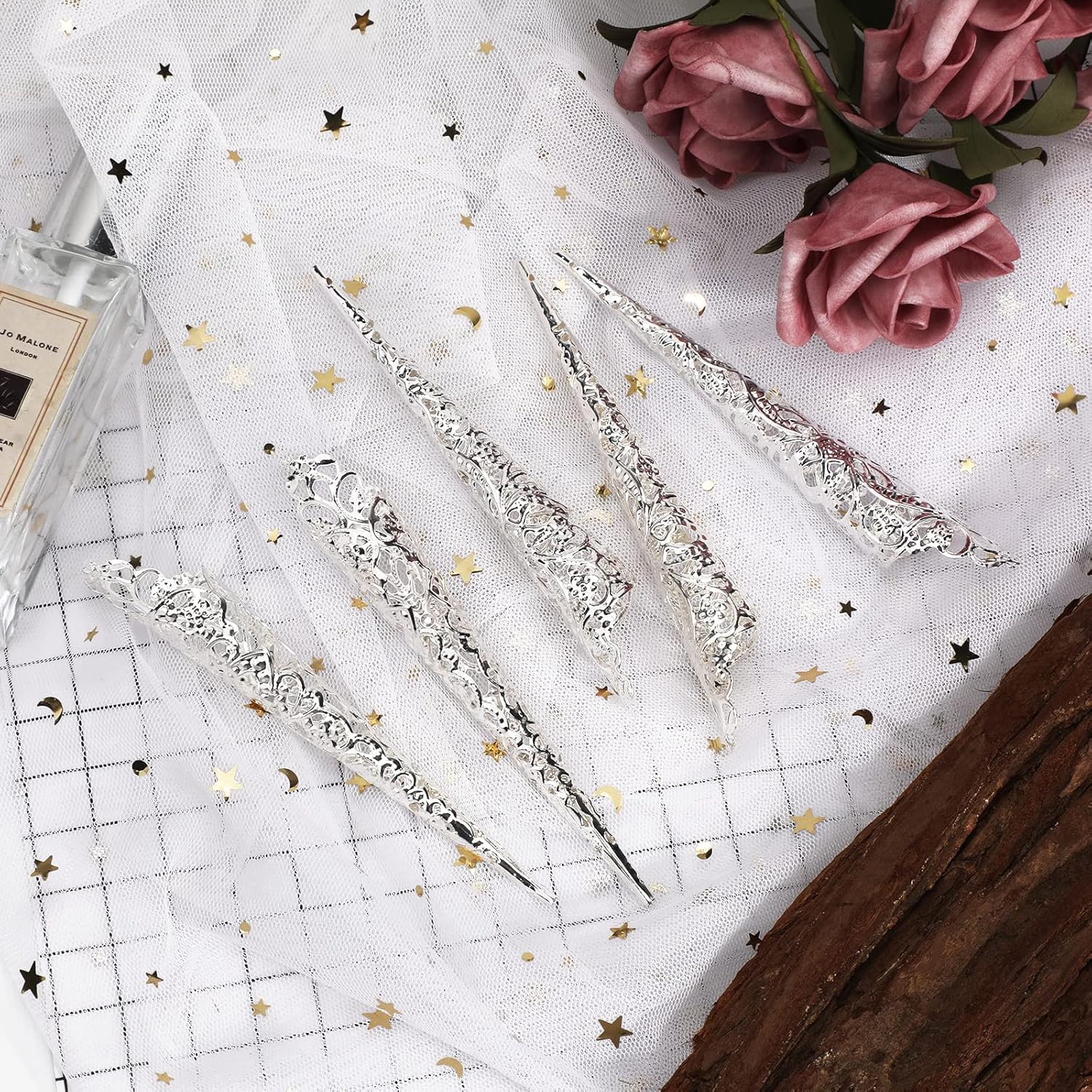 Mwoot 10 Pack Finger Nail Tip Claw Rings, Ancient Queen Costume ...