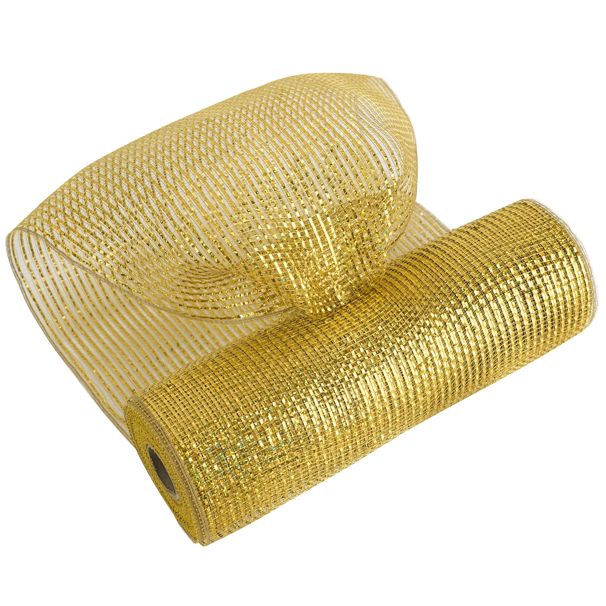 Amazon.com: MEEDEE Gold Deco Mesh 10 Inch Deluxe Wide Antique Gold Foil ...