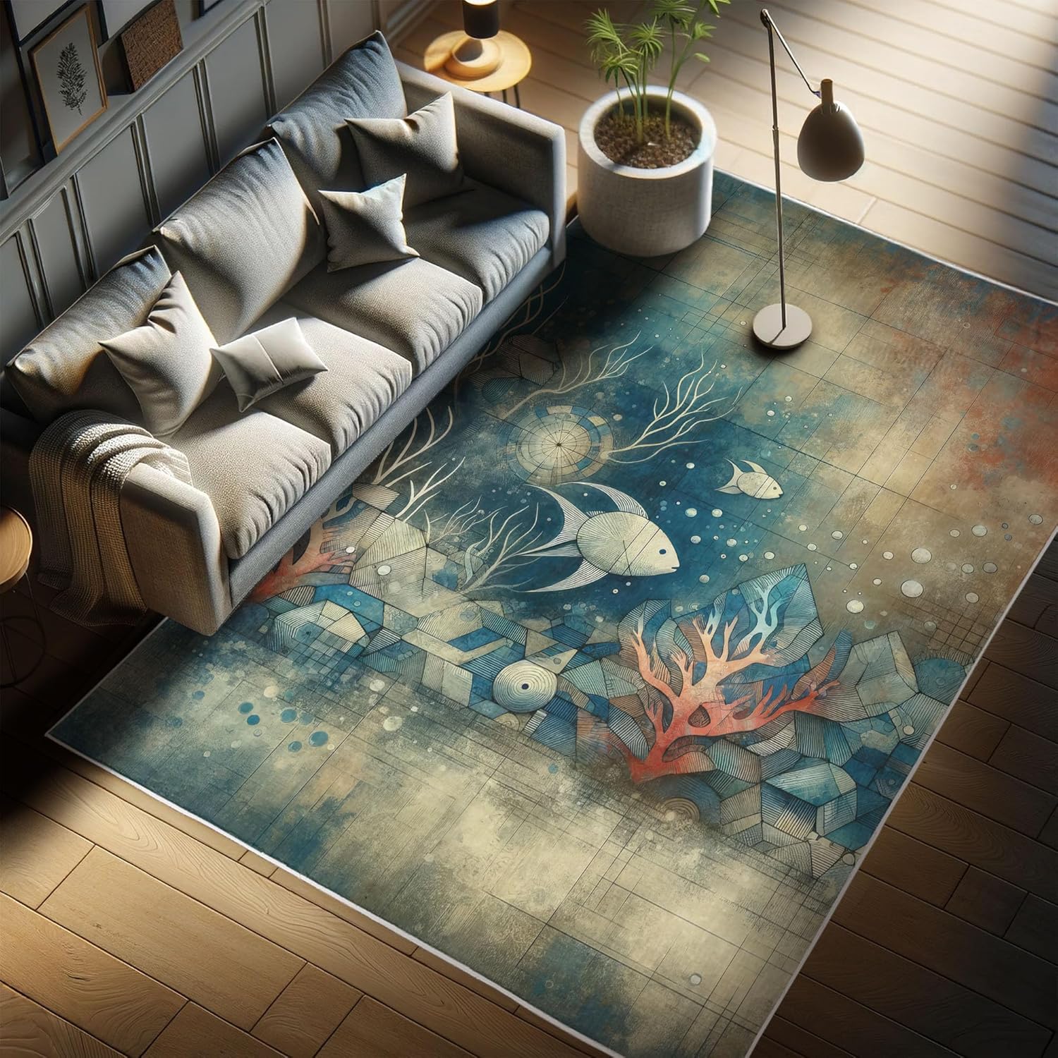 Amazon.com: Ambesonne Underwater Decorative Rug, Dreamy Ocean Life Art ...