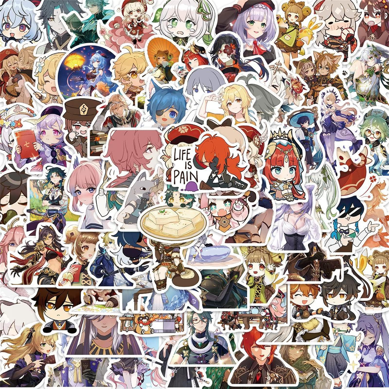 Amazon.com: 100PCS Chibi Genshin Impact Stickers, Cute Cartoon Anime ...