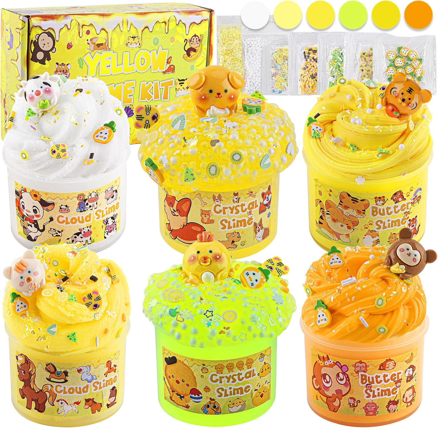 Amazon.com: LAWOHO 6 Packs Gradient Yellow Slime Kit - Clear, Butter ...