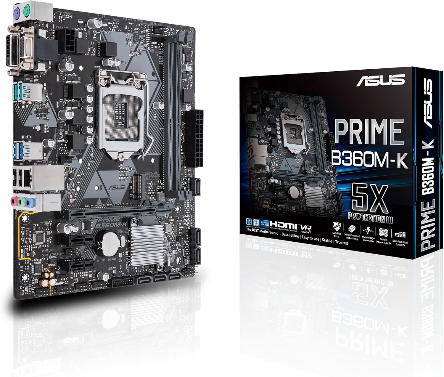 Amazon | Asus Prime b360 m-k lga1151 ( 300シリーズ) ddr4 DVI VGA M。2 mATX ...